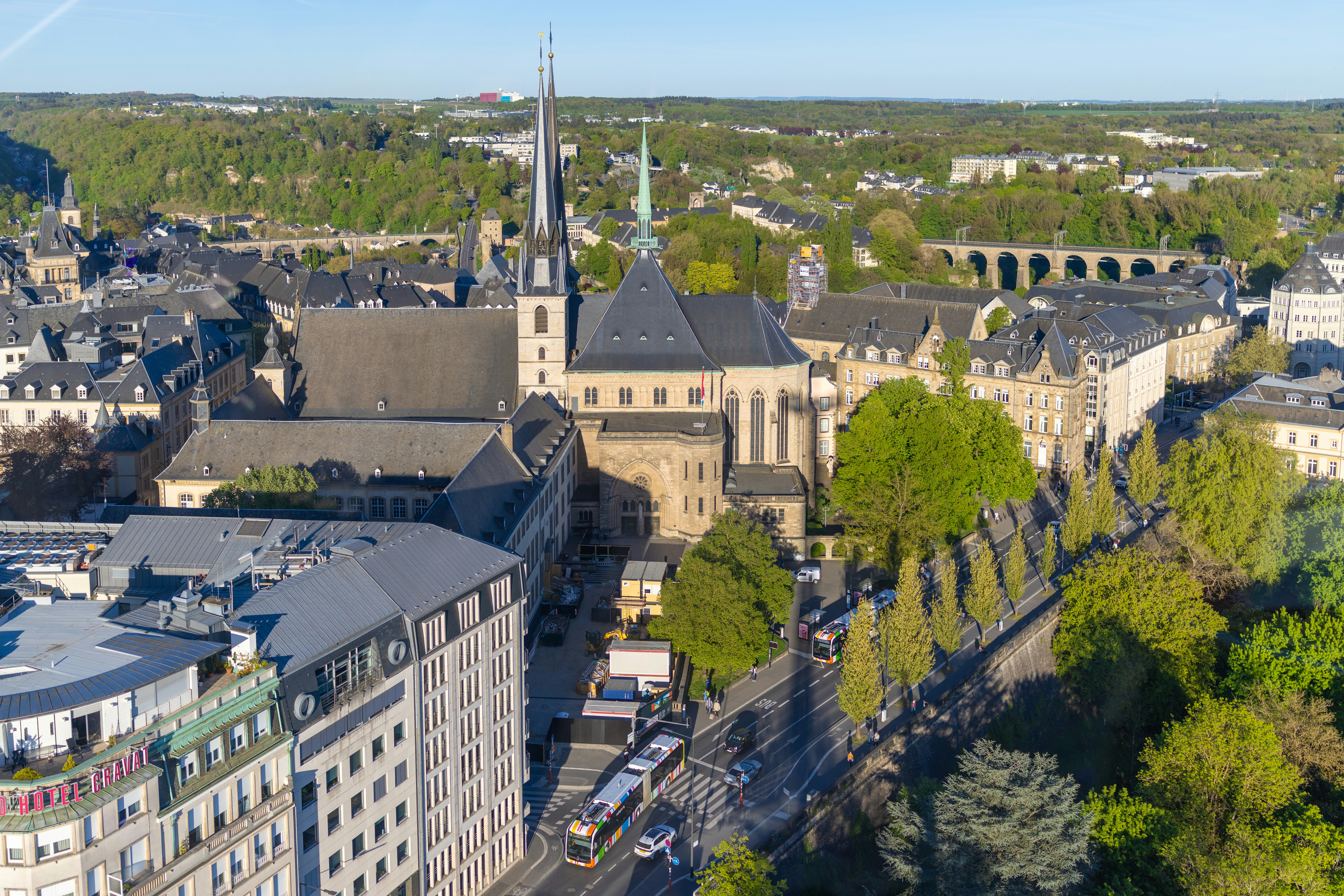 Cathedral Spine: Aerial View of Historic City Center