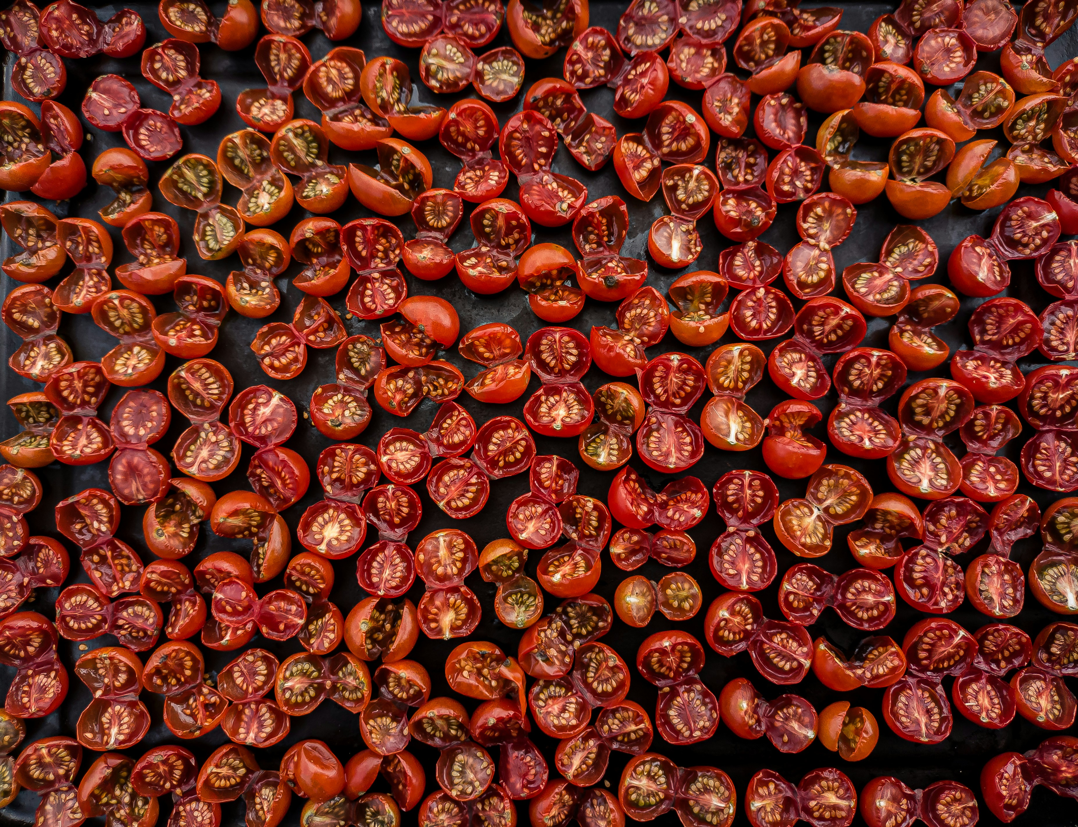 Crimson Seeds: A Dense Bed of Red Grown Spheres