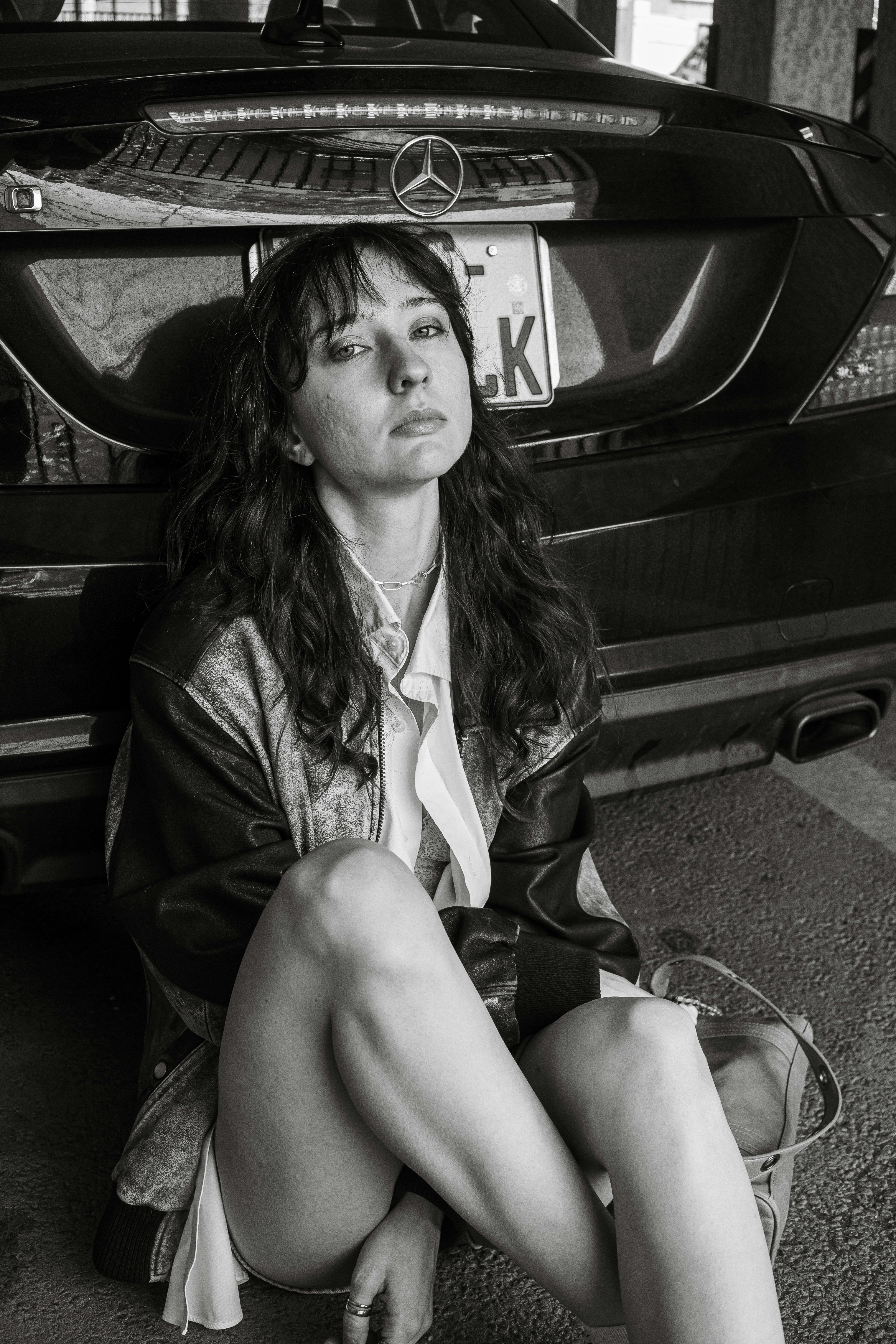 Midnight Driver: A Quiet Portrait in Grayscale
