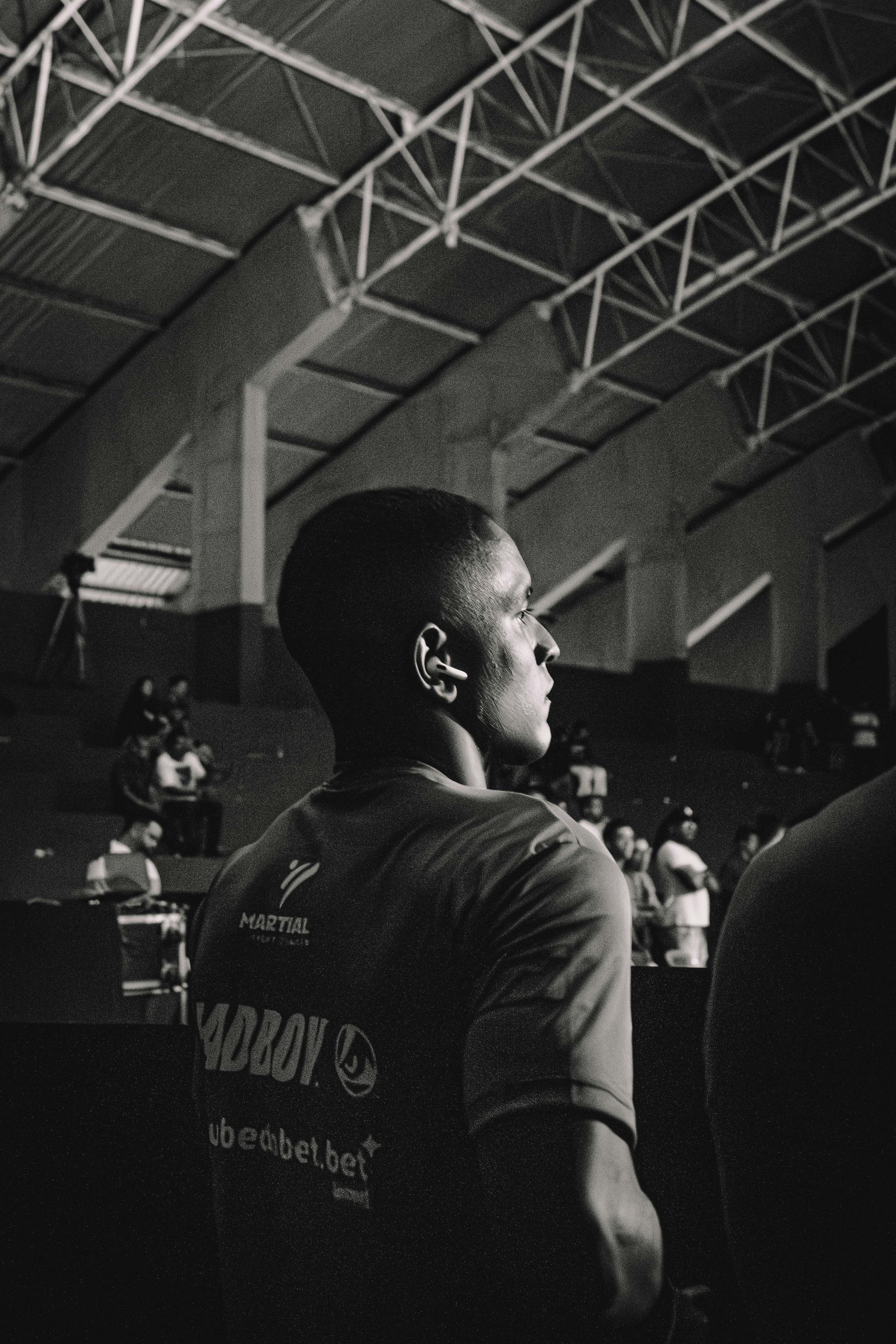 Silent Focus: A Lone Fighter in a Moonlit Arena