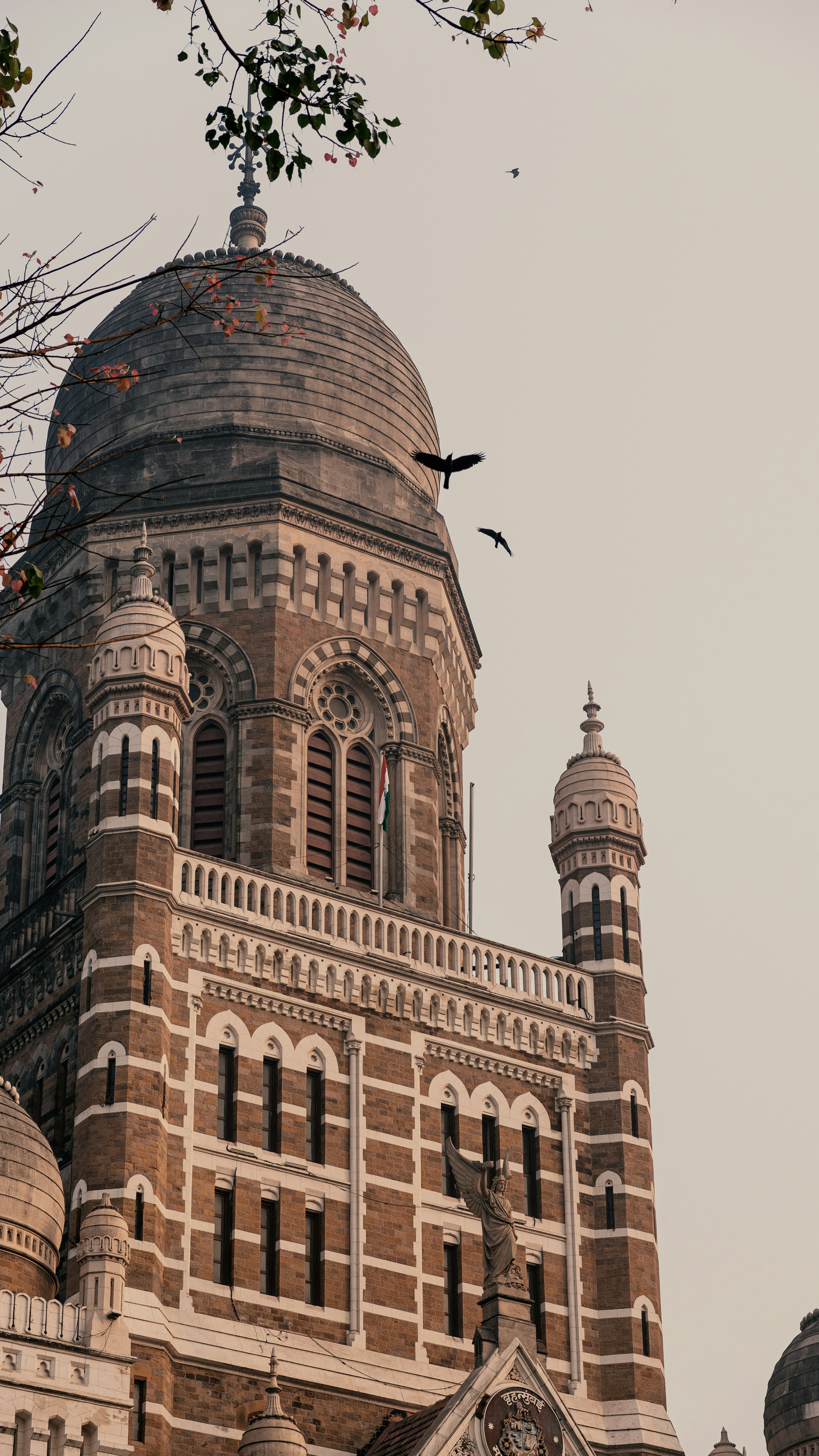 Majestic Dome and Towers of a Historic Brick Facade