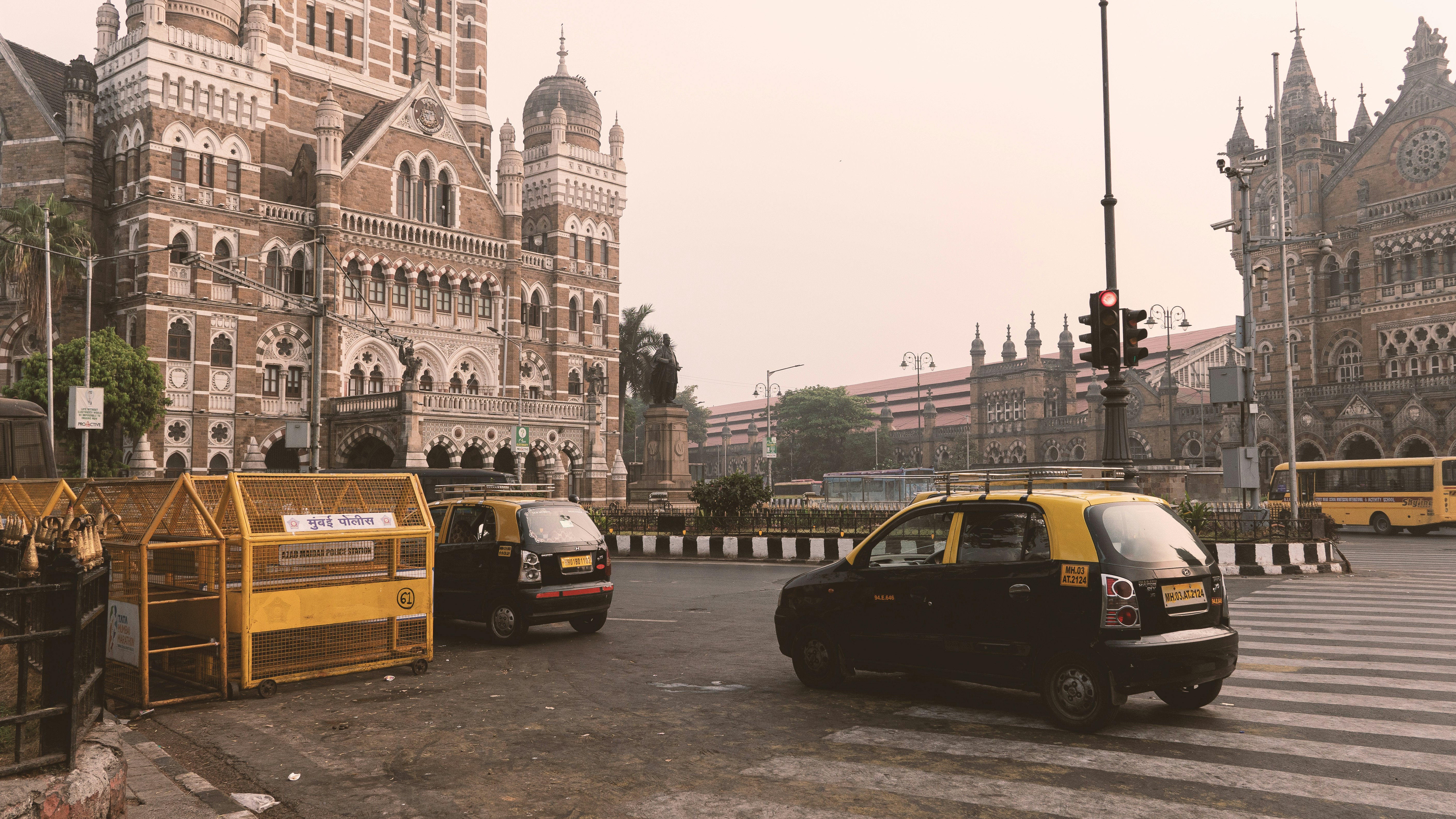 Untitled Crossing: Historic Facades and Modern Cabs at the Strand