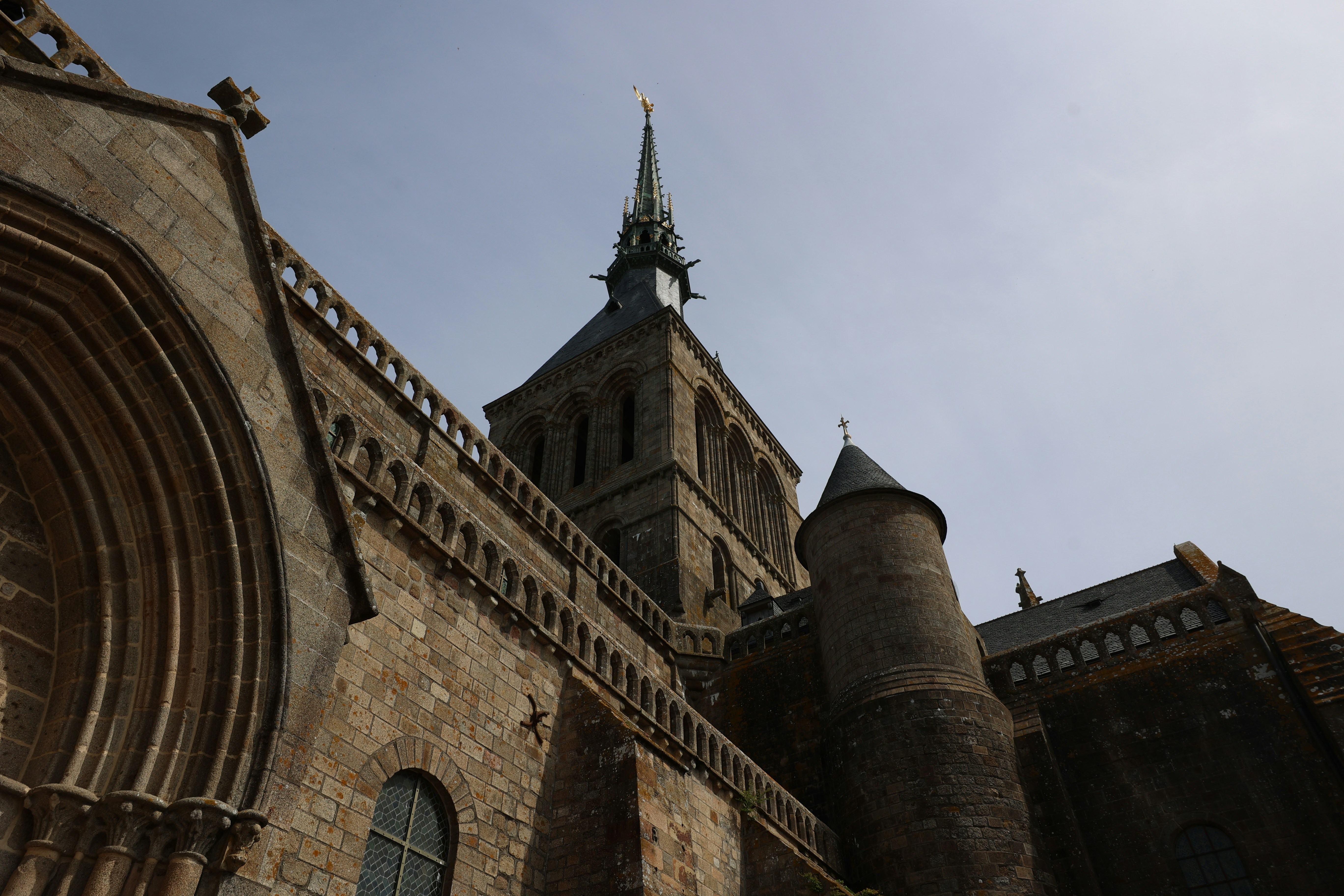 Gothic Facade and Spire in Morning Light