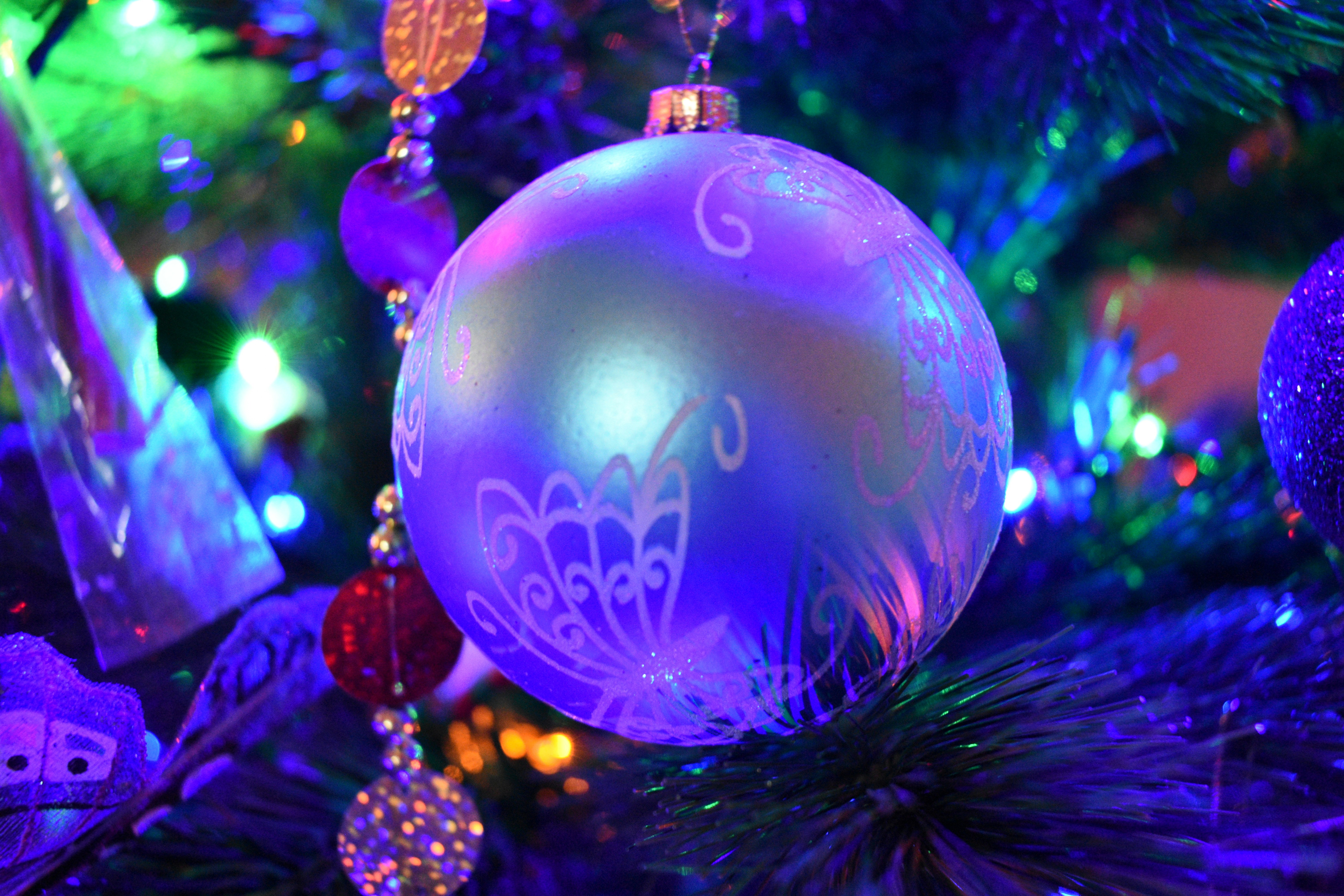 Iridescent Ornament in a Velvet-Blue Holiday Glow