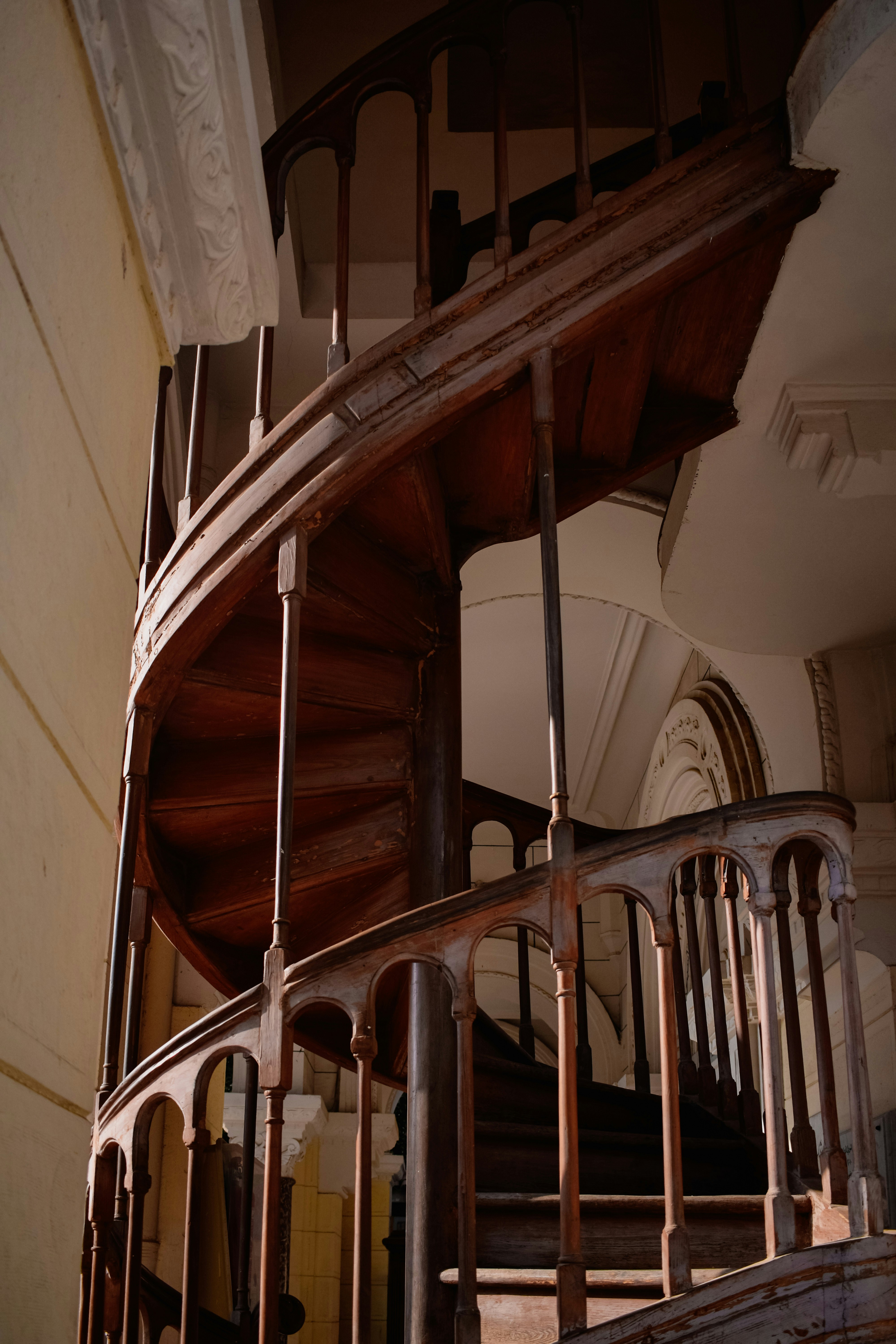 Spiral Wooden Staircase Reaching Through Time