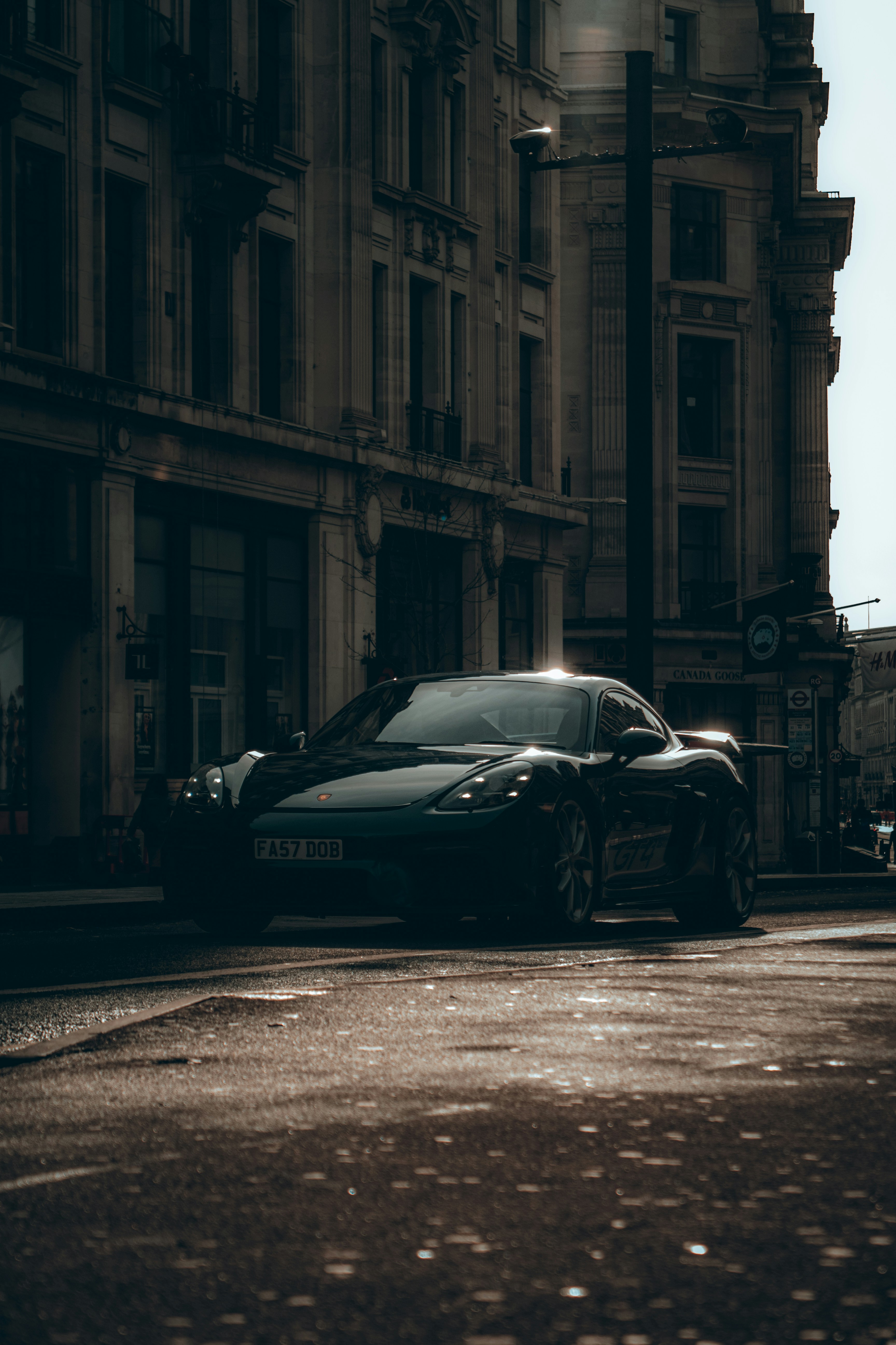 Midnight Street Racer: A Porsche Emerges From the Evening Shadows