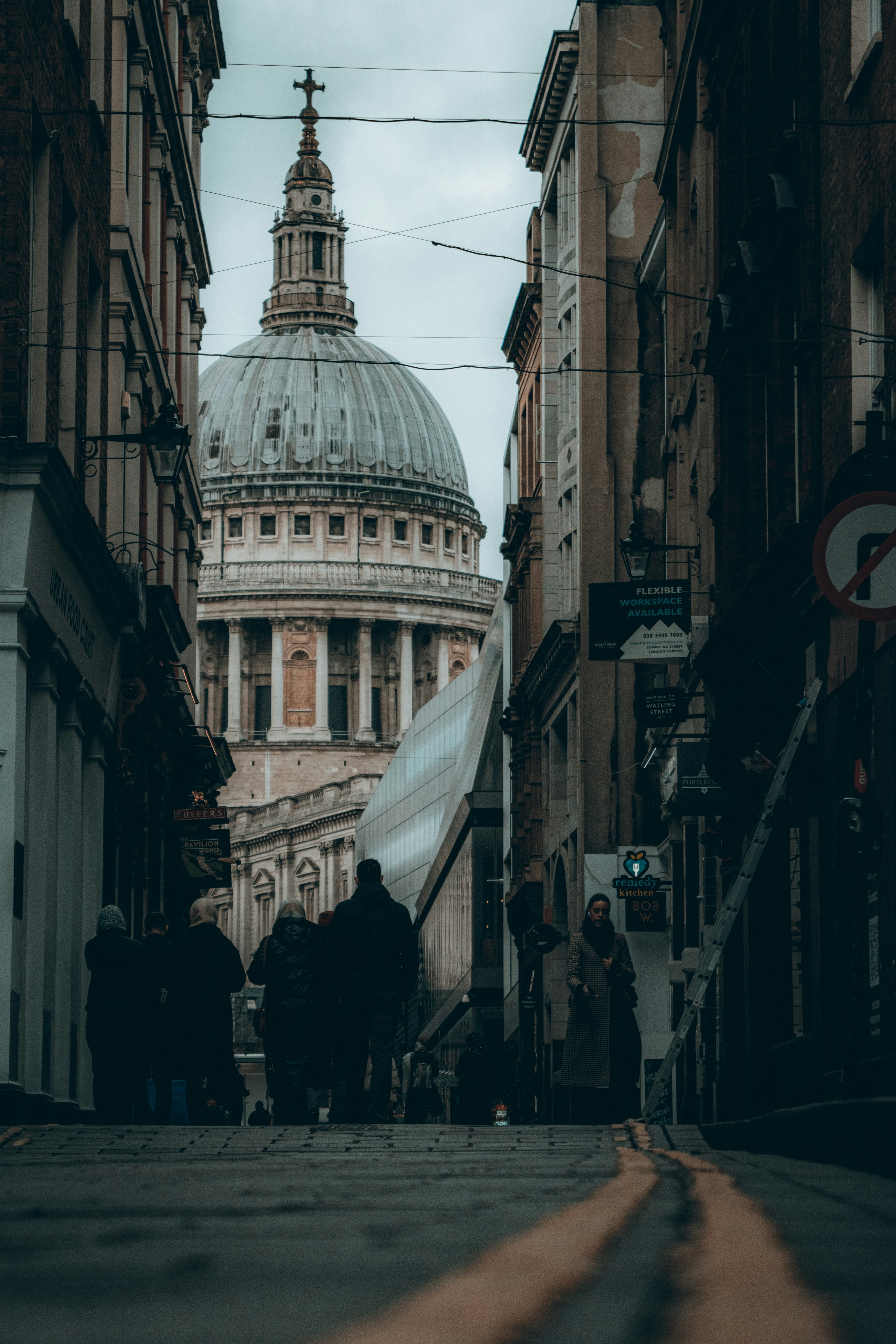 St. Paul’s silhouette: a narrow street framing the dome