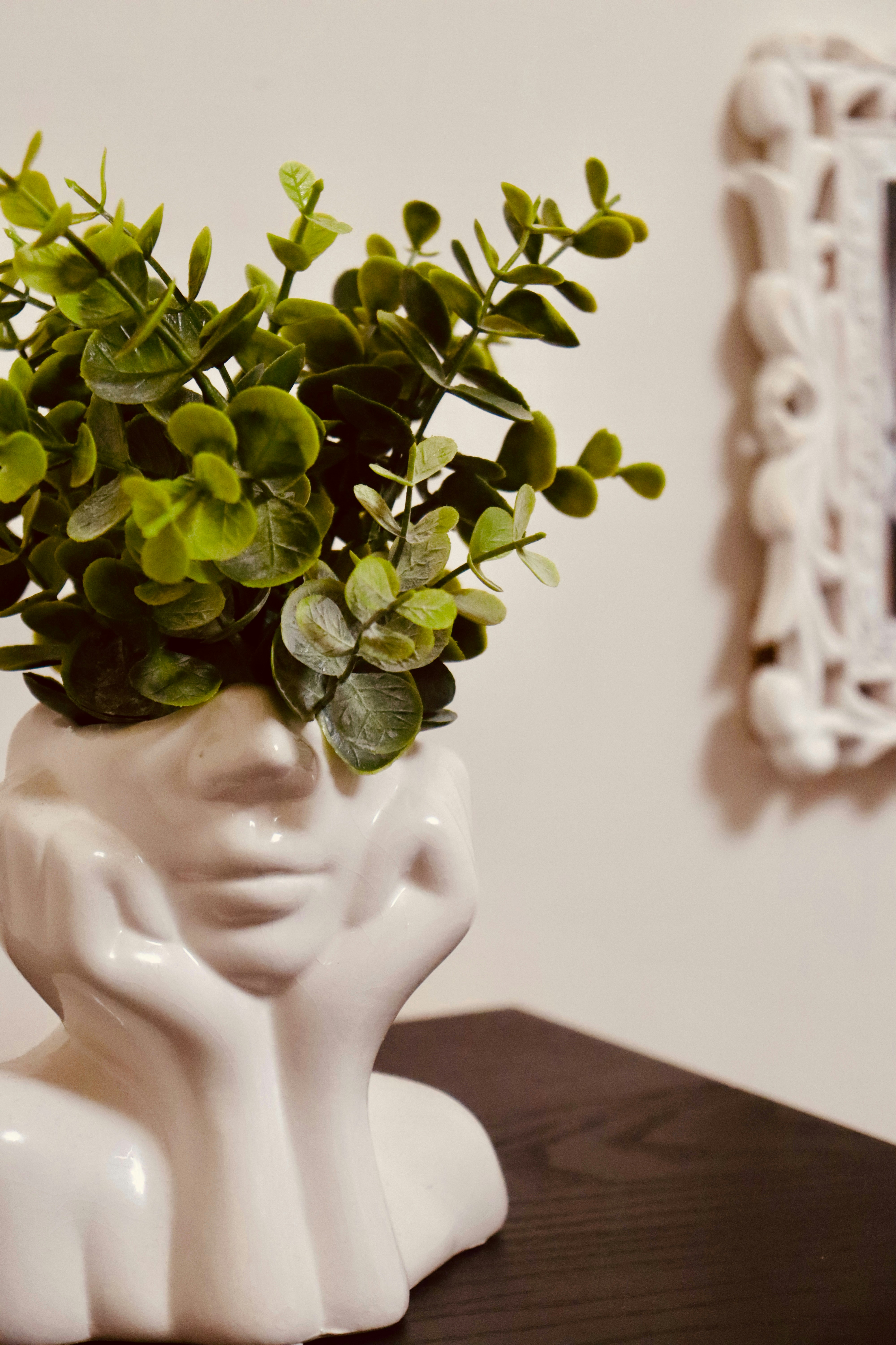 Greenery Crowned Portrait: A Ceramic Head Planter Reimagined