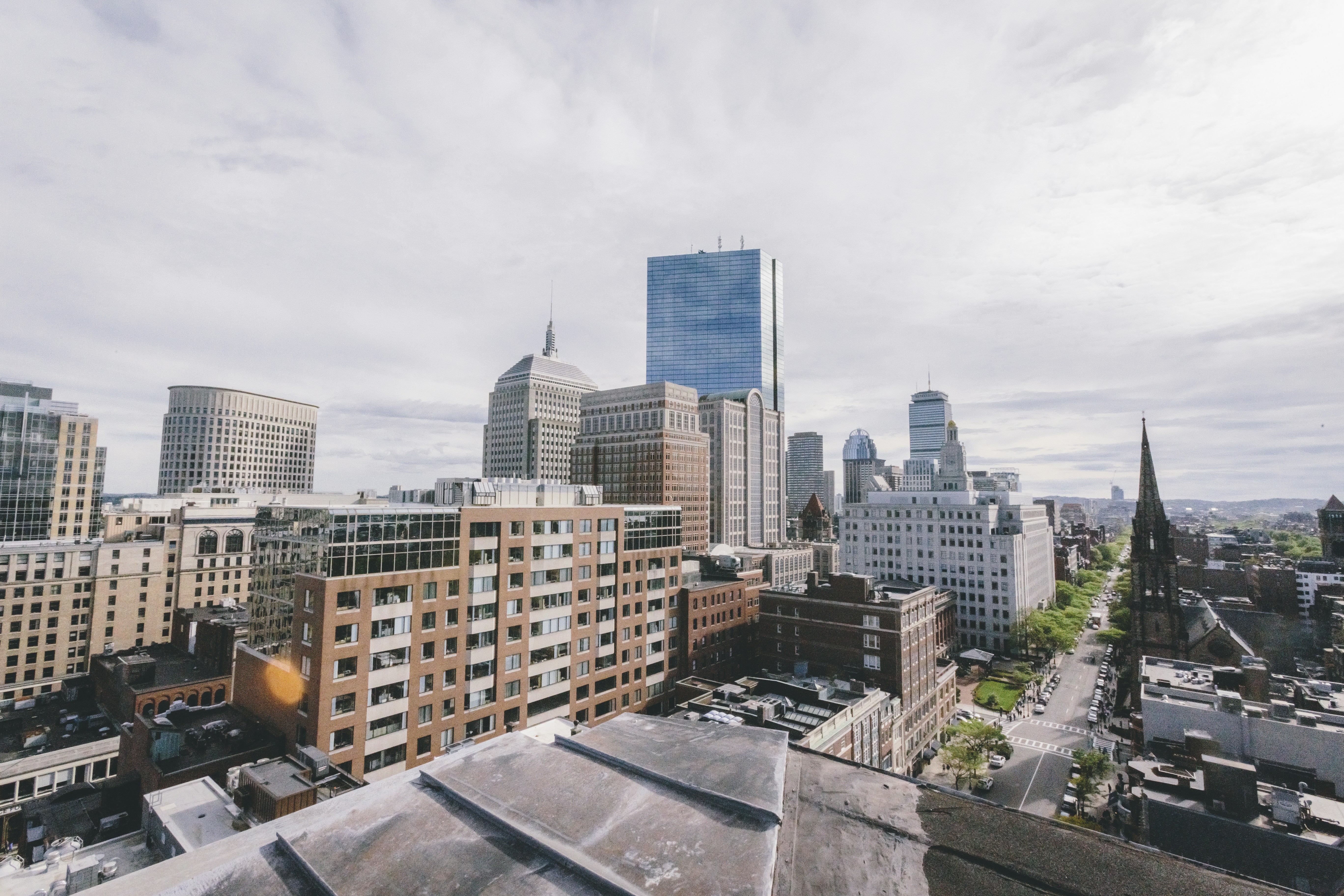 Cityscape Overcast: Rooftops and Skyline in Soft Morning Light