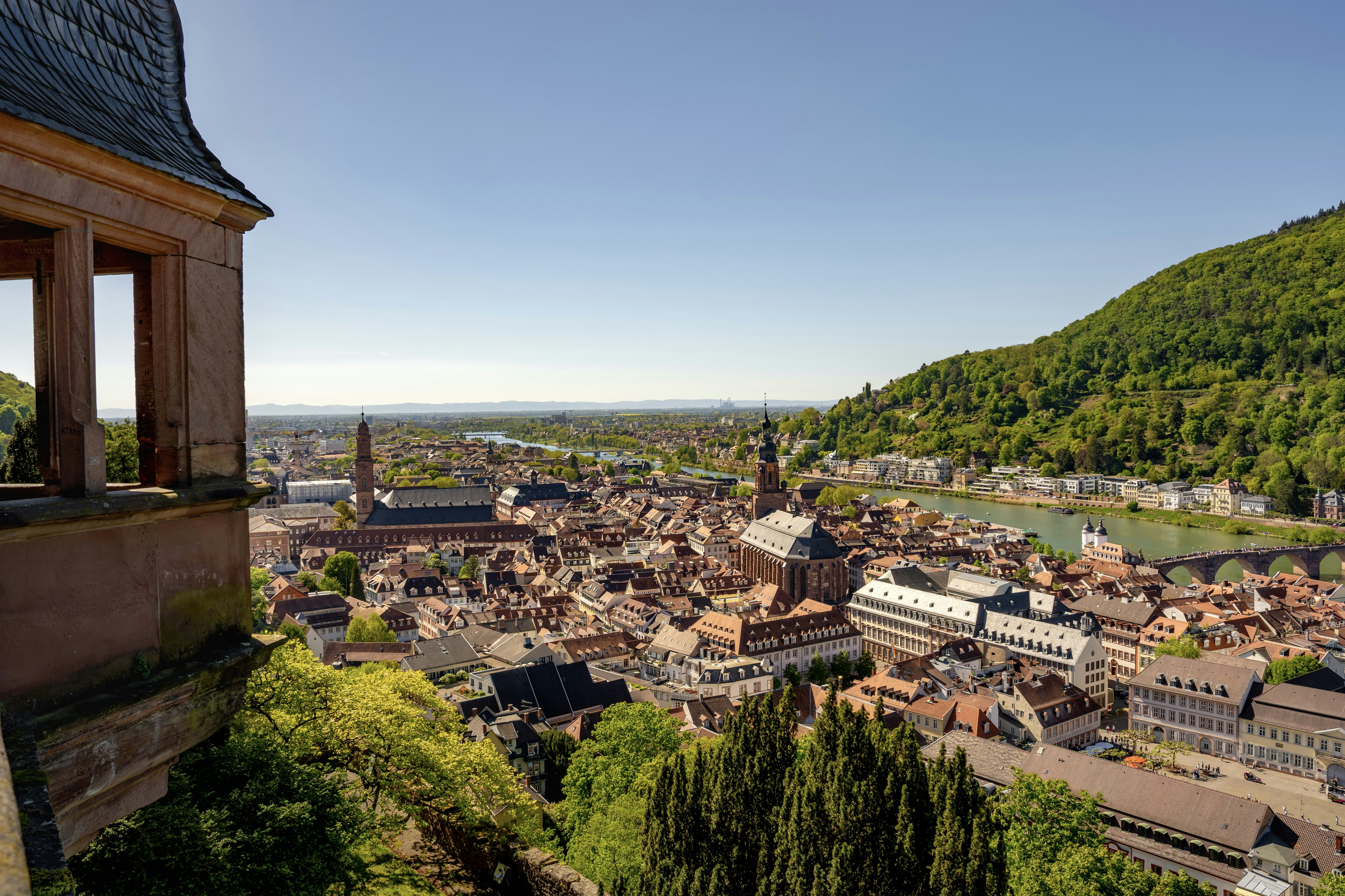 Overlooking the Old Town from a Stone Retaining Wall