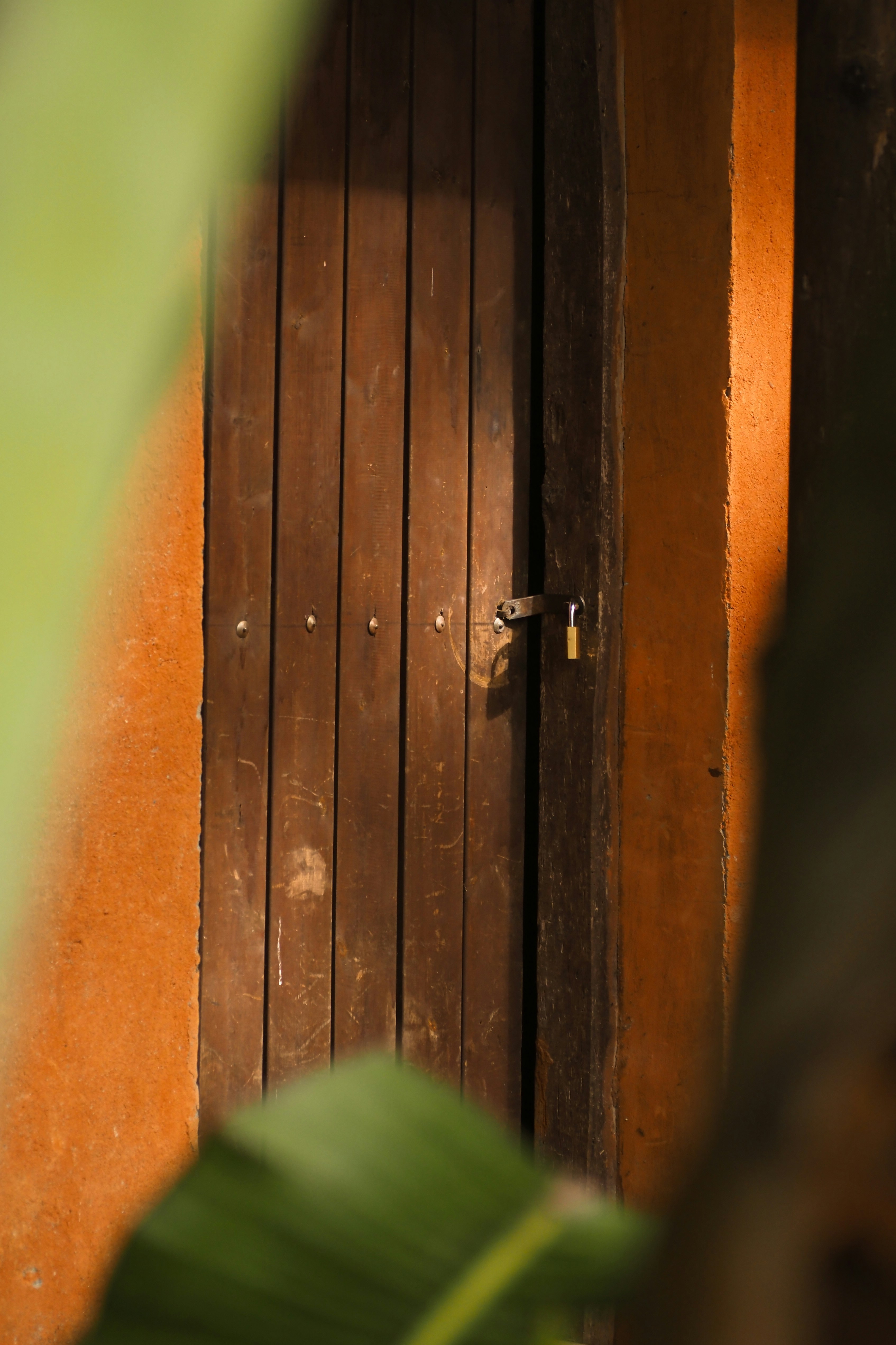 Hidden Doorway Between Terracotta Walls