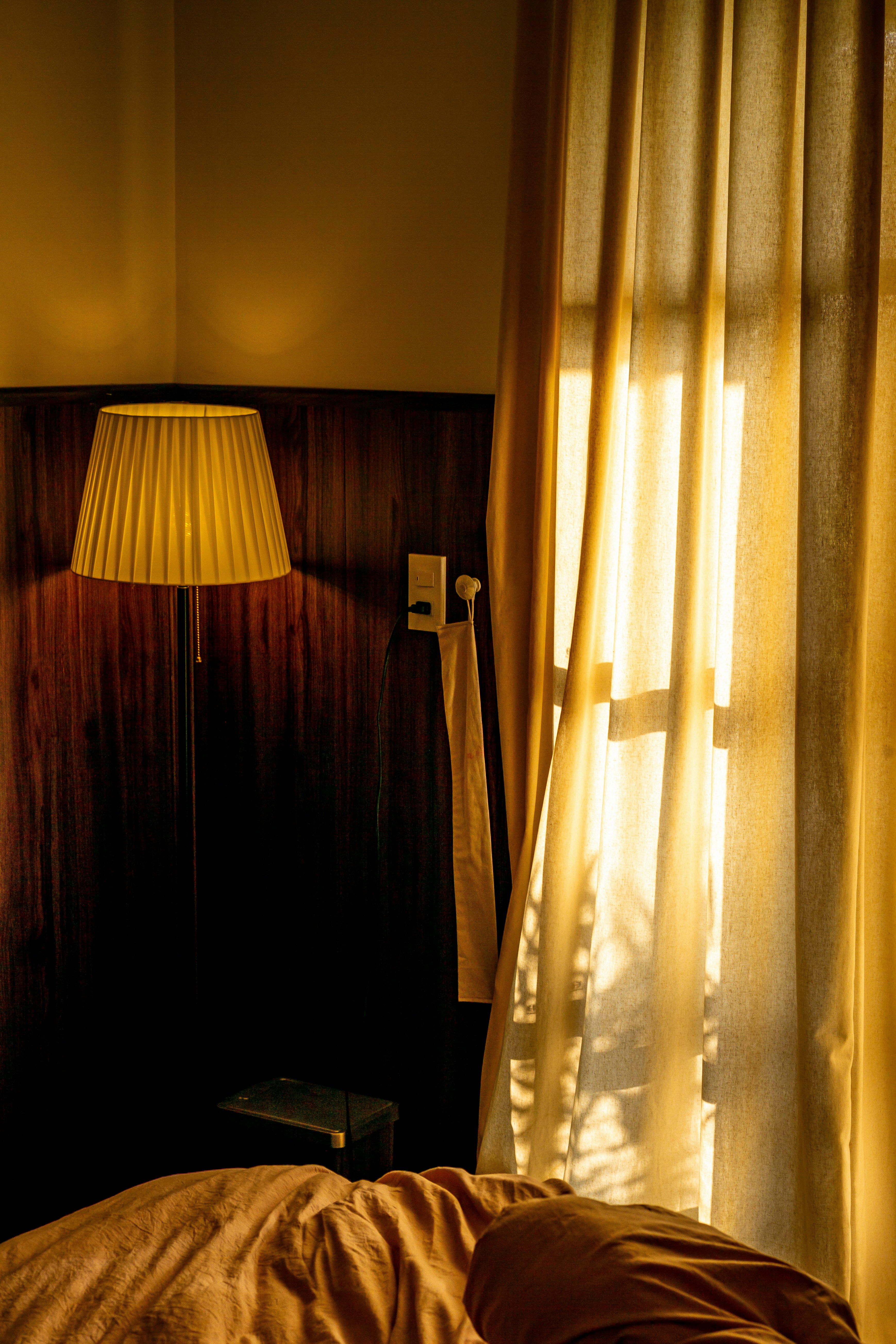 Amber Glow in a Quiet Hotel Nook