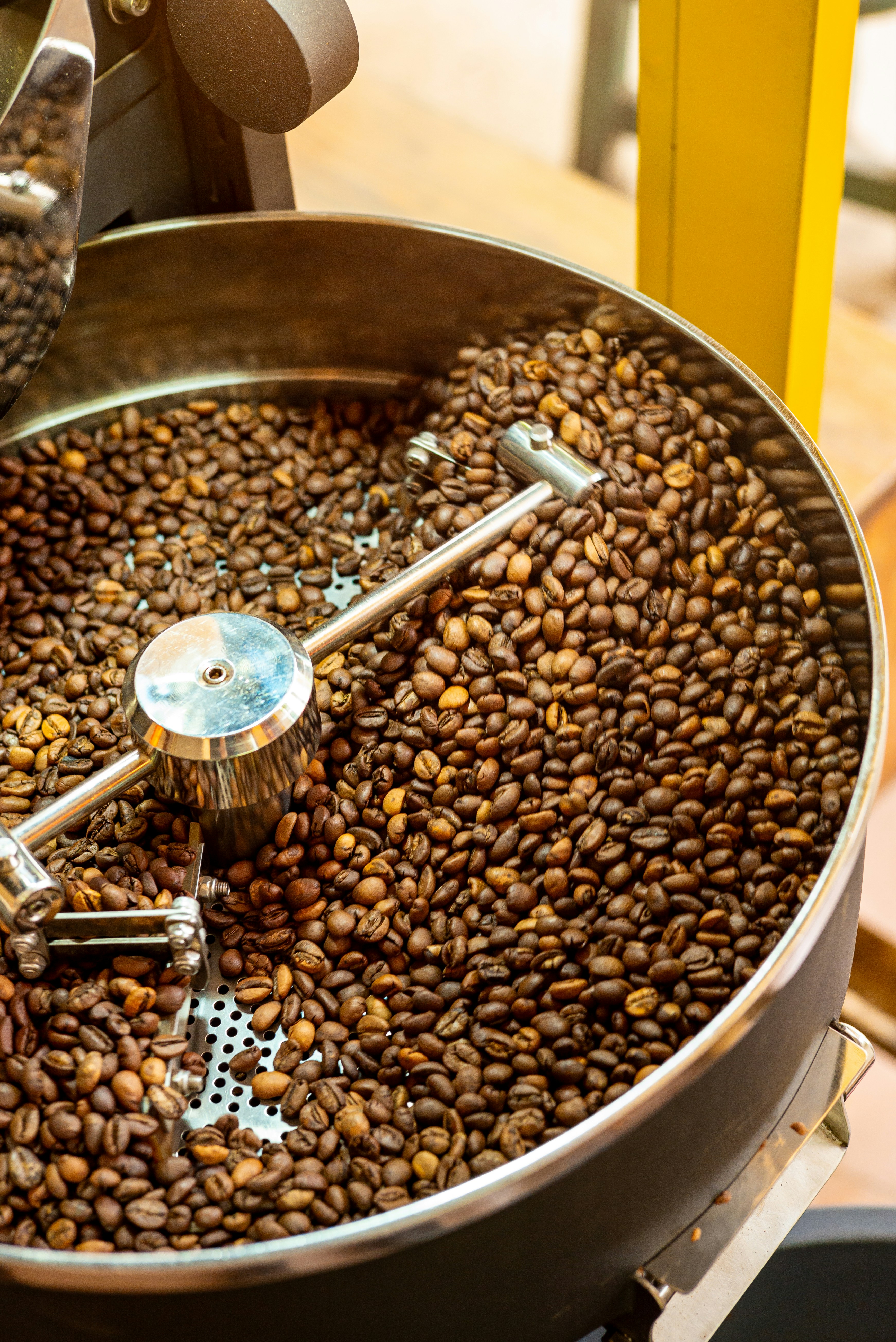 Steam-kissed Roasting Drum: Coffee Beans in Motion