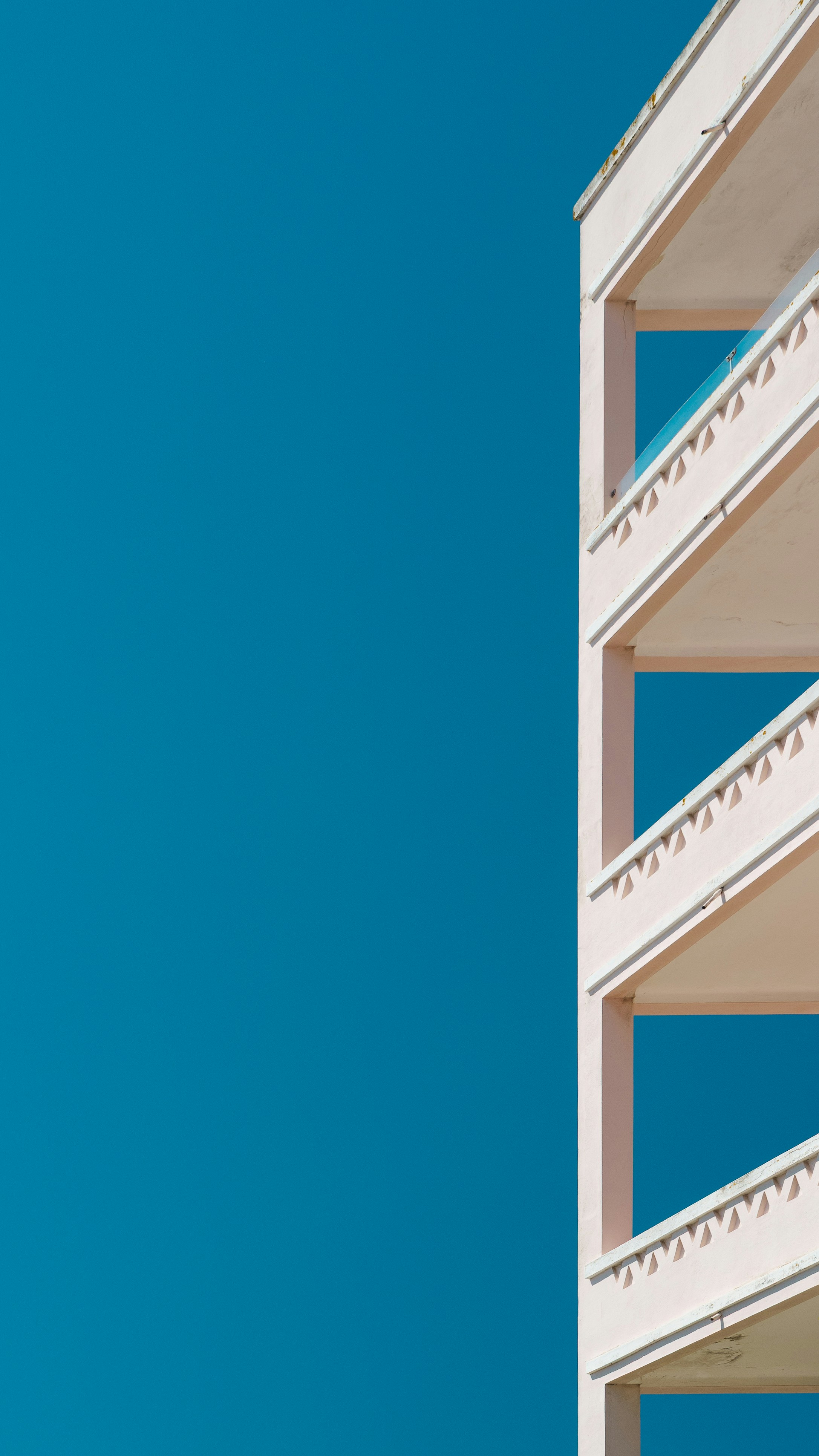Vertical Architecture Against a Clear Blue Screen