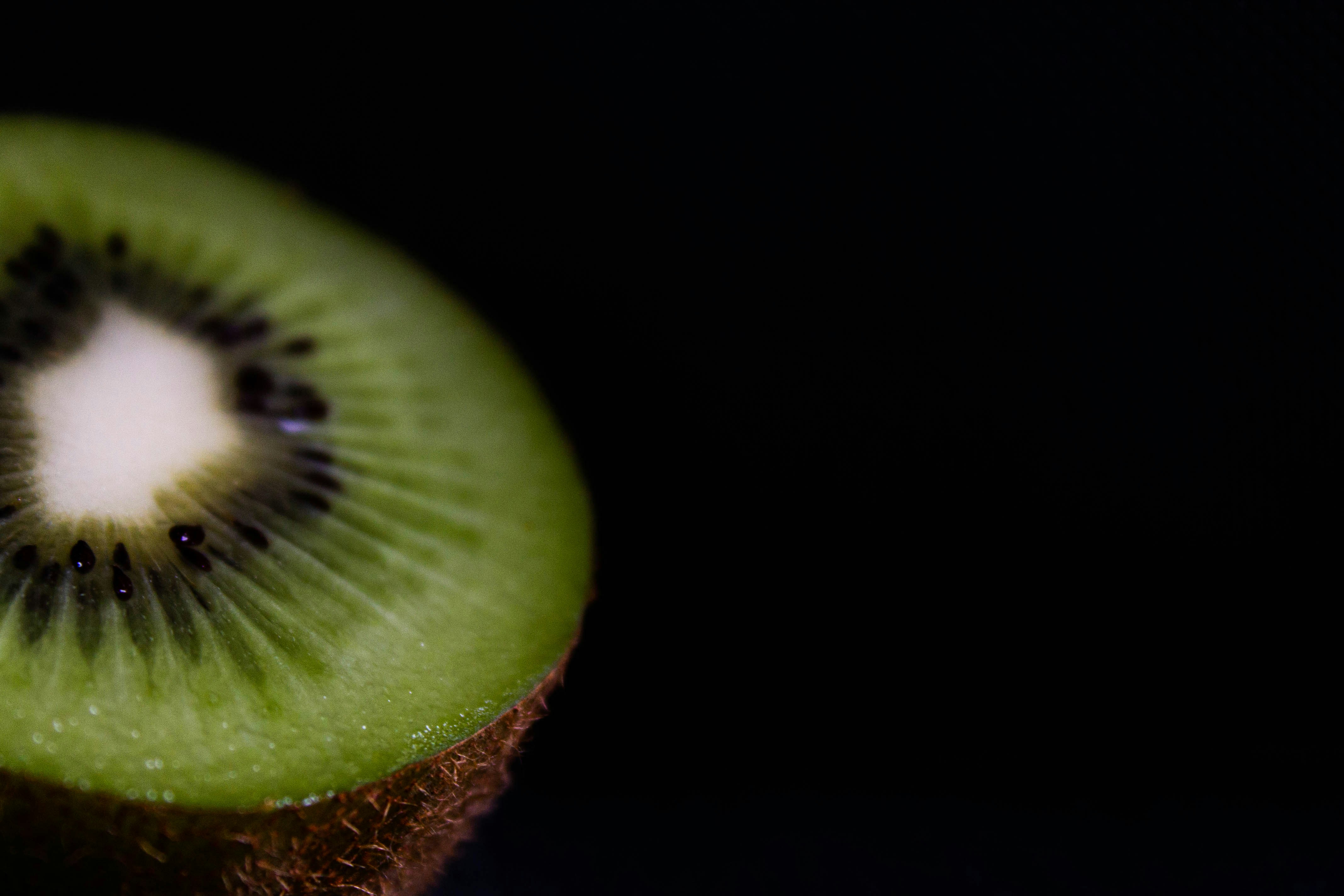 Axial kiwi: a close-up of the sunlit green core