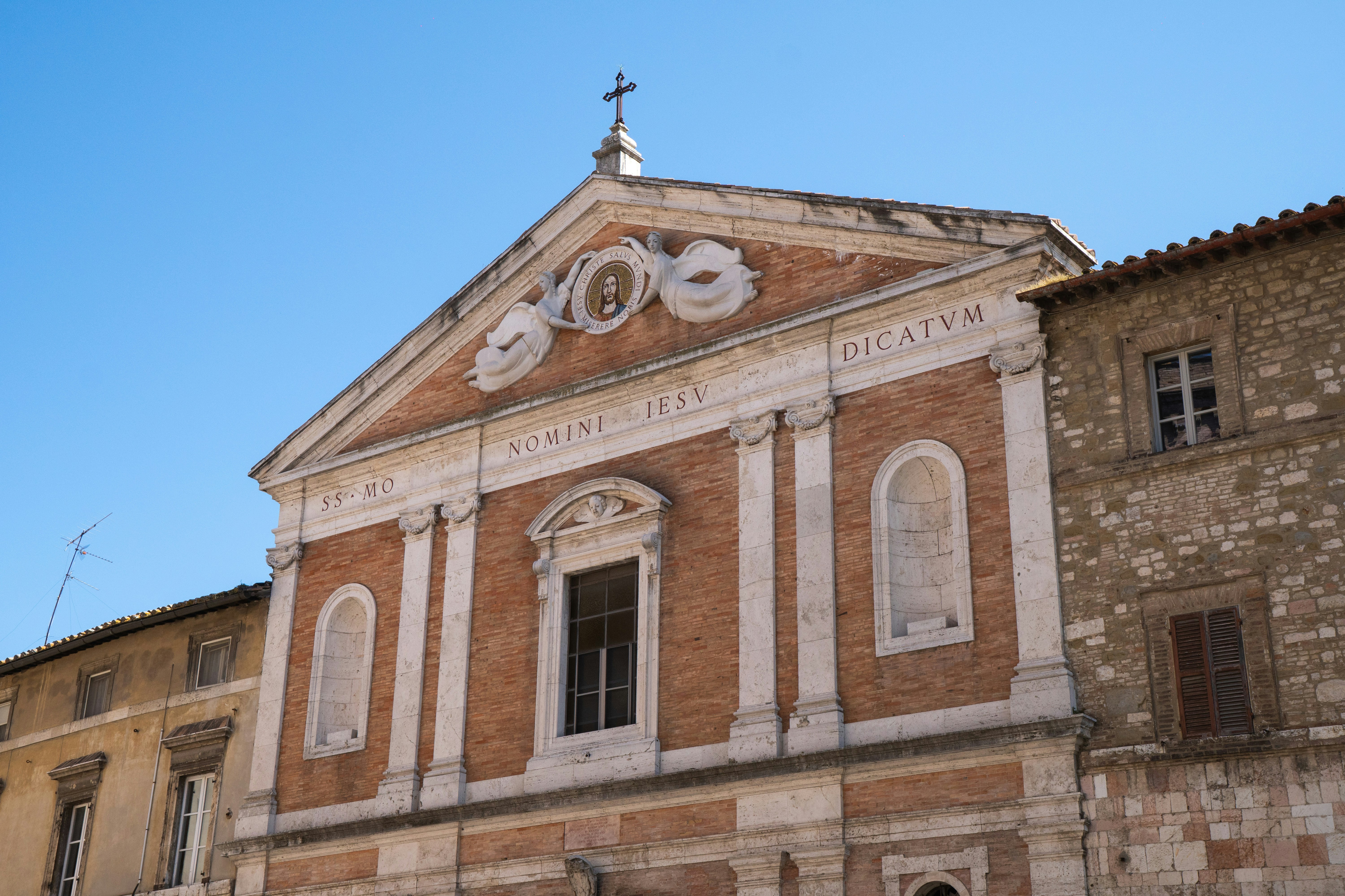 Sunlit Facade of a Classical Italian Church