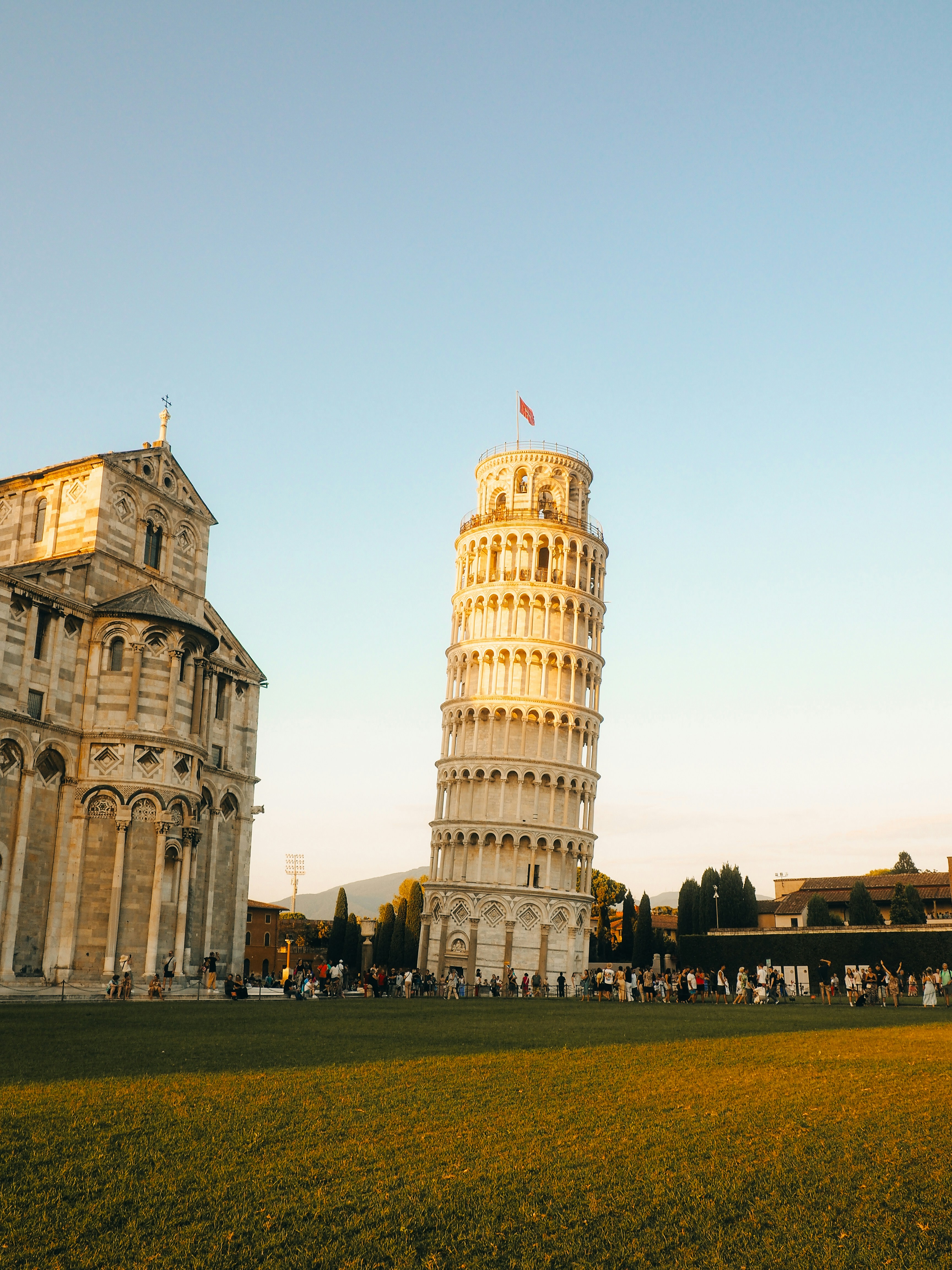 Leaning Icon under a Clear Tuscan Sky