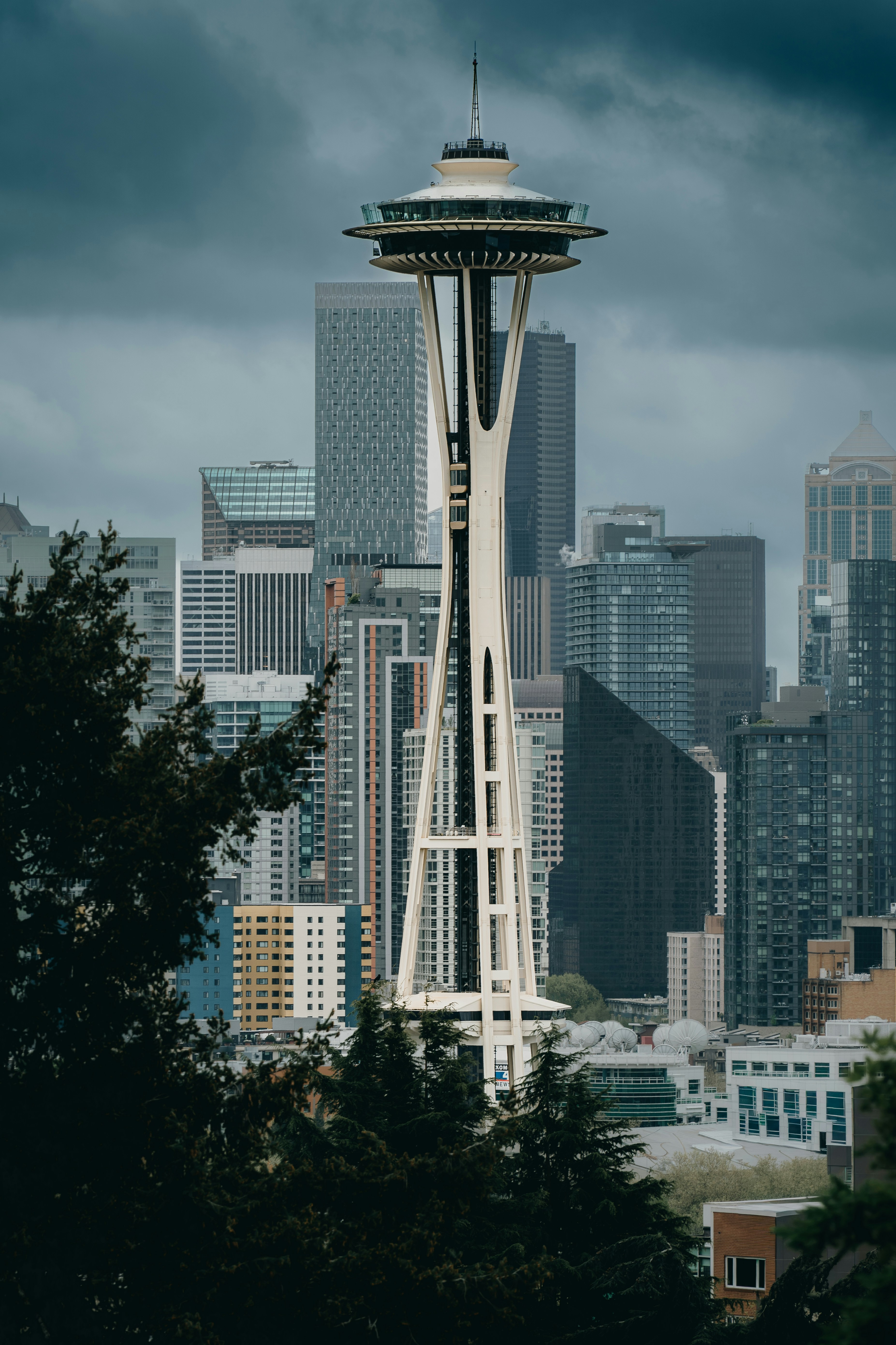 Seattle's Needle: Centered on the Space Needle amidst a Sea of Skyscrapers