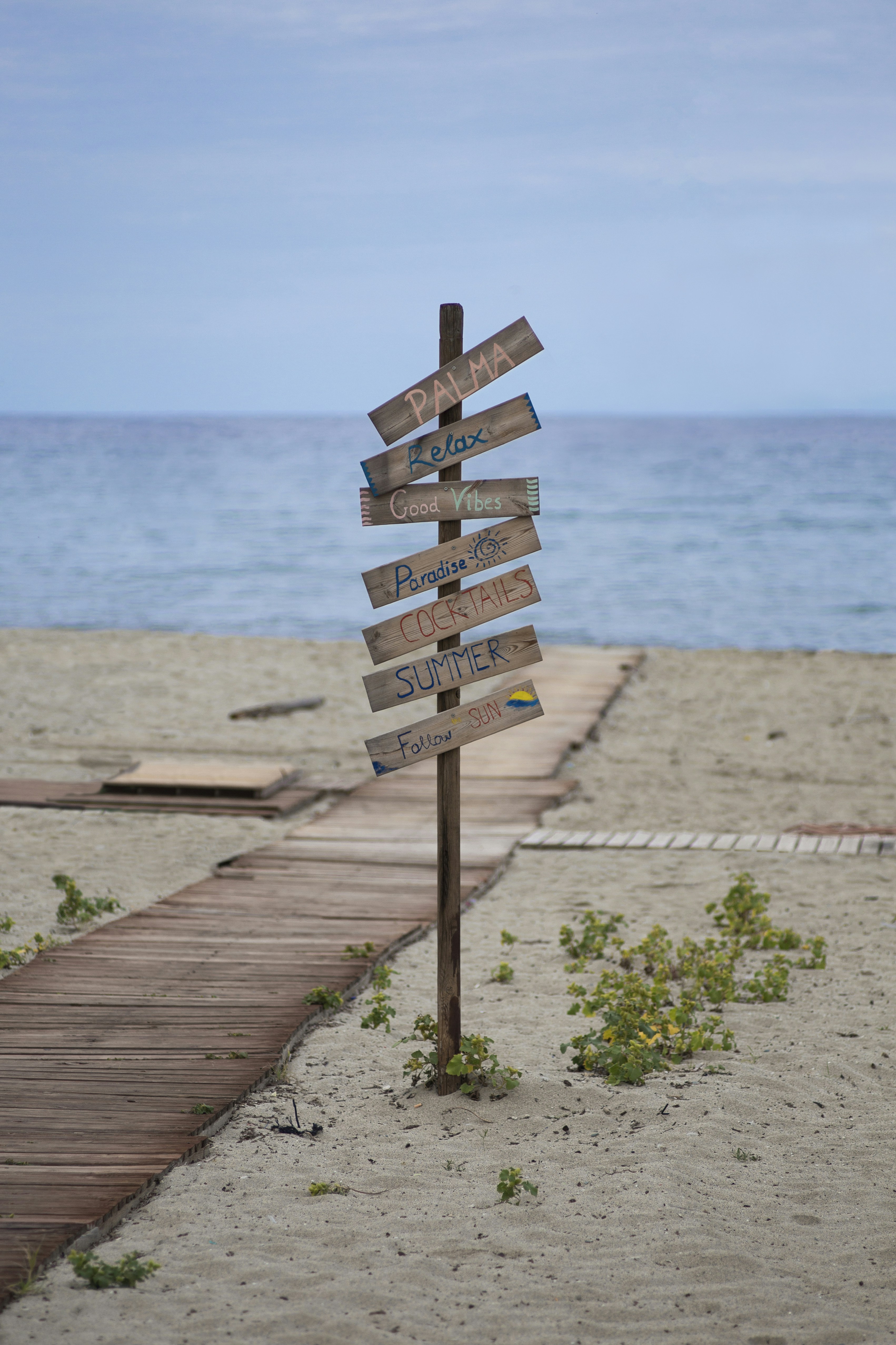 Signpost of Summer Messages at the Seaside