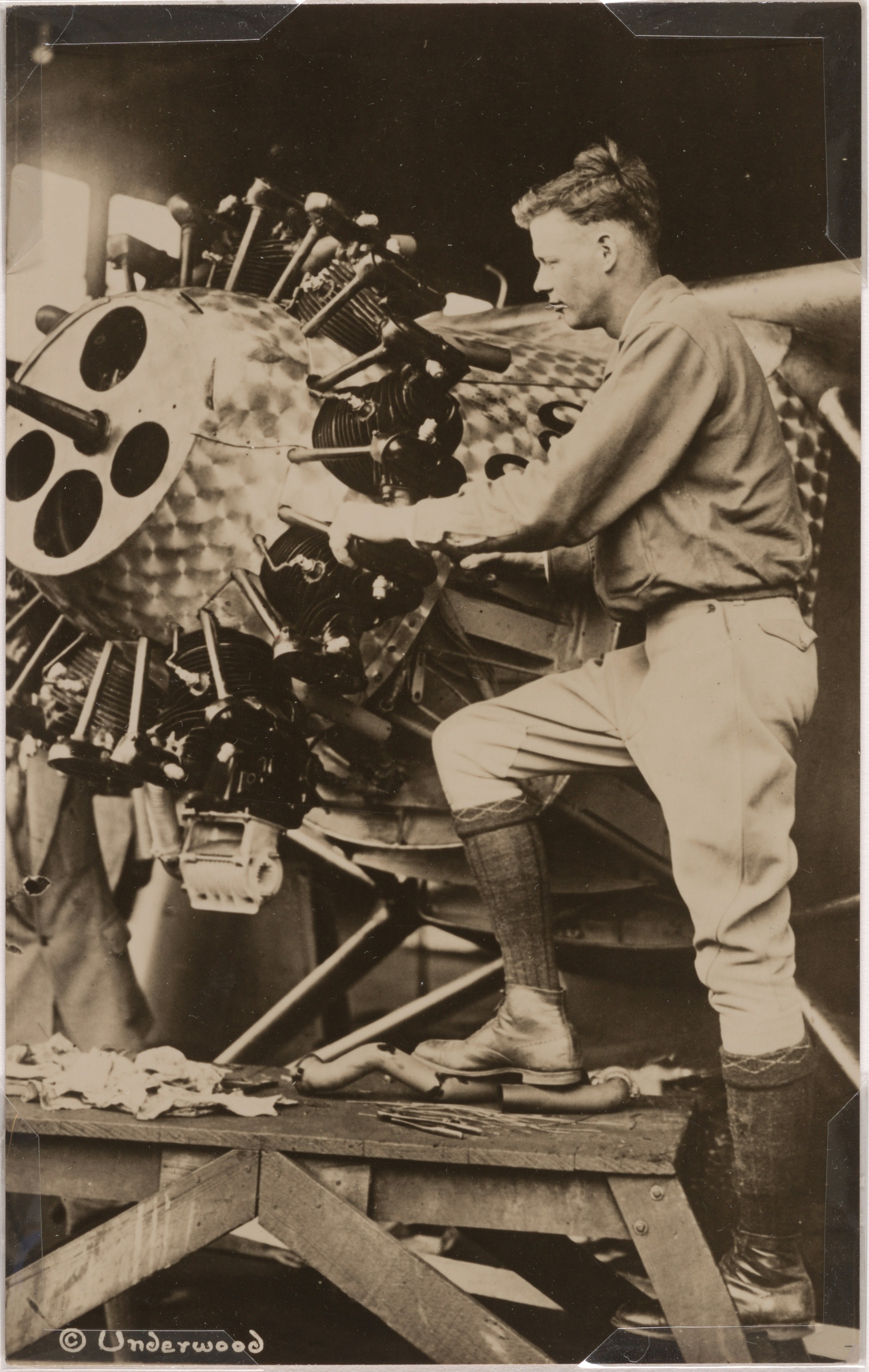 Stagehand at the Engine: Vintage Aircraft Turbine Setup