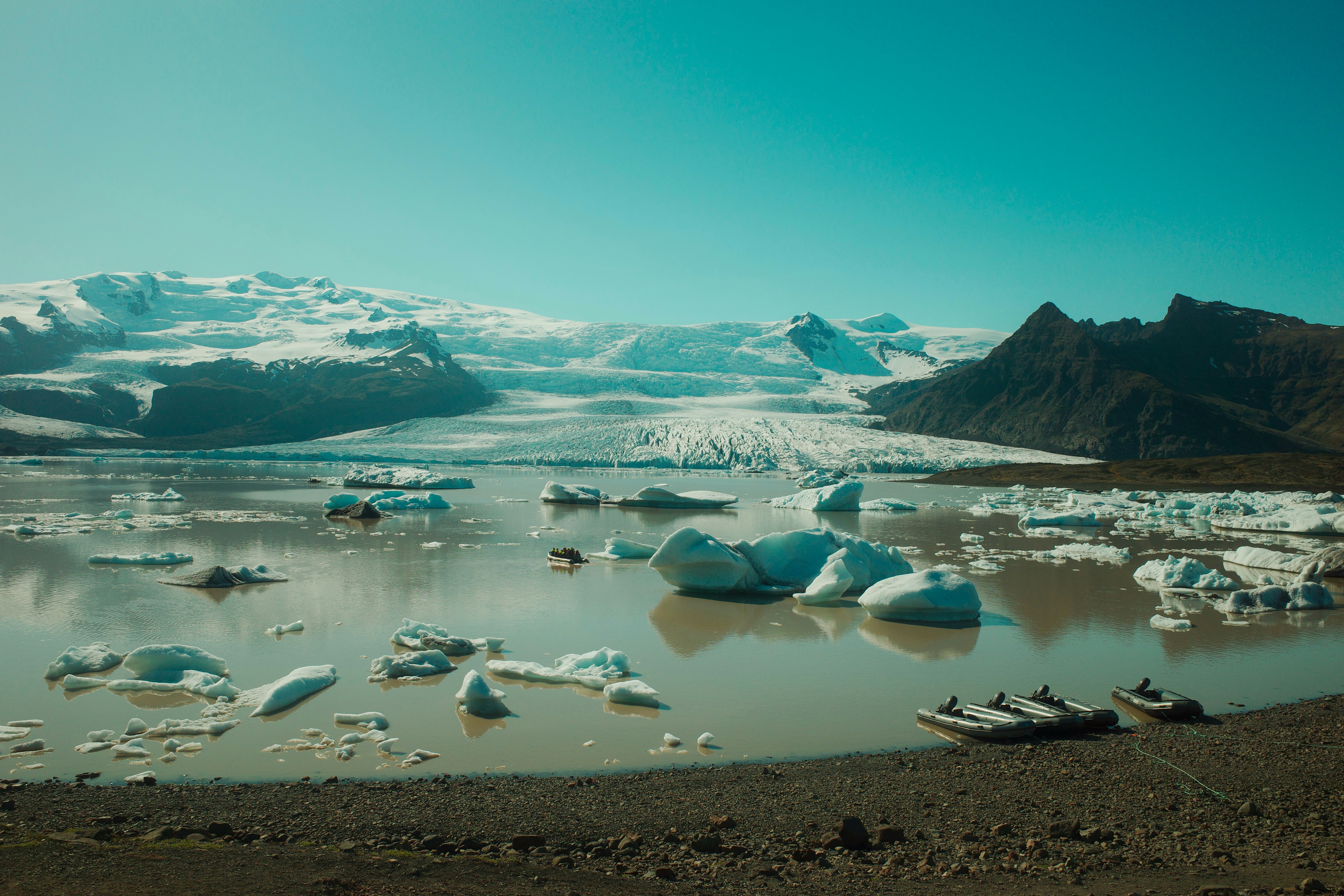 Glacial Fjord at Dusk: Ice Island in a Quiet Tide