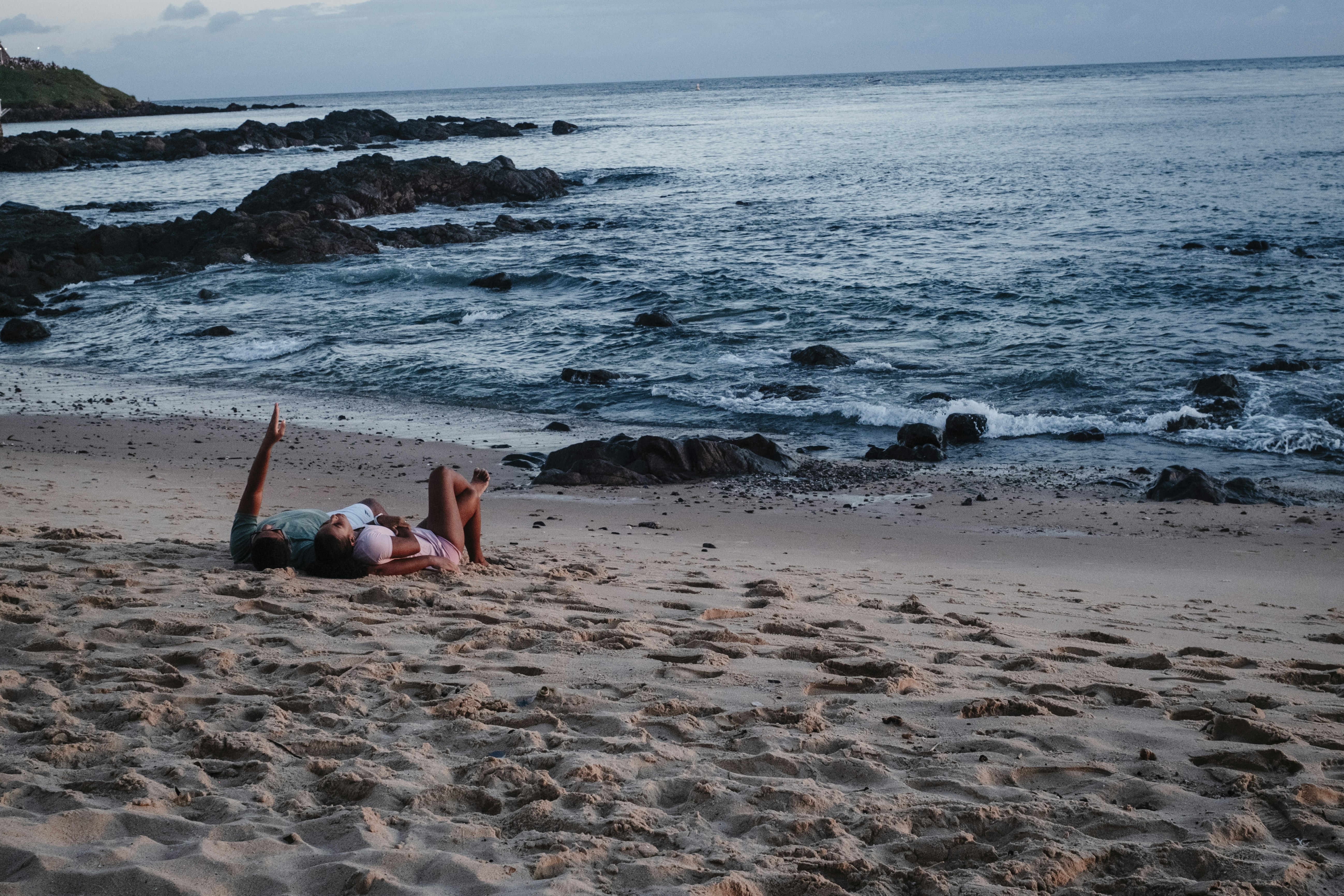 Beachcomber's Rest: A Seaside Moment of Playful Repose