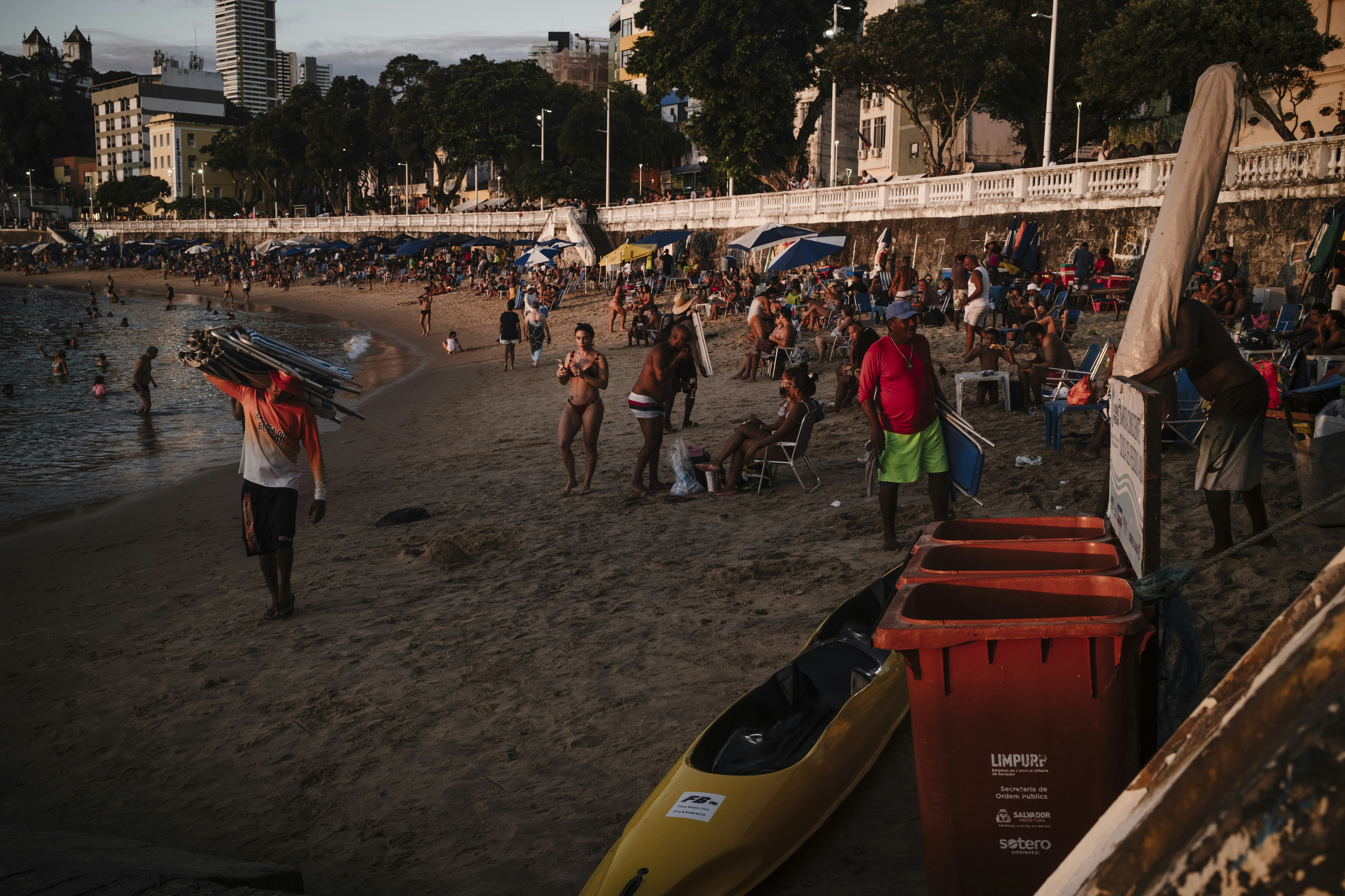 Sunset Beach Rush: A Lively Coastal Scene