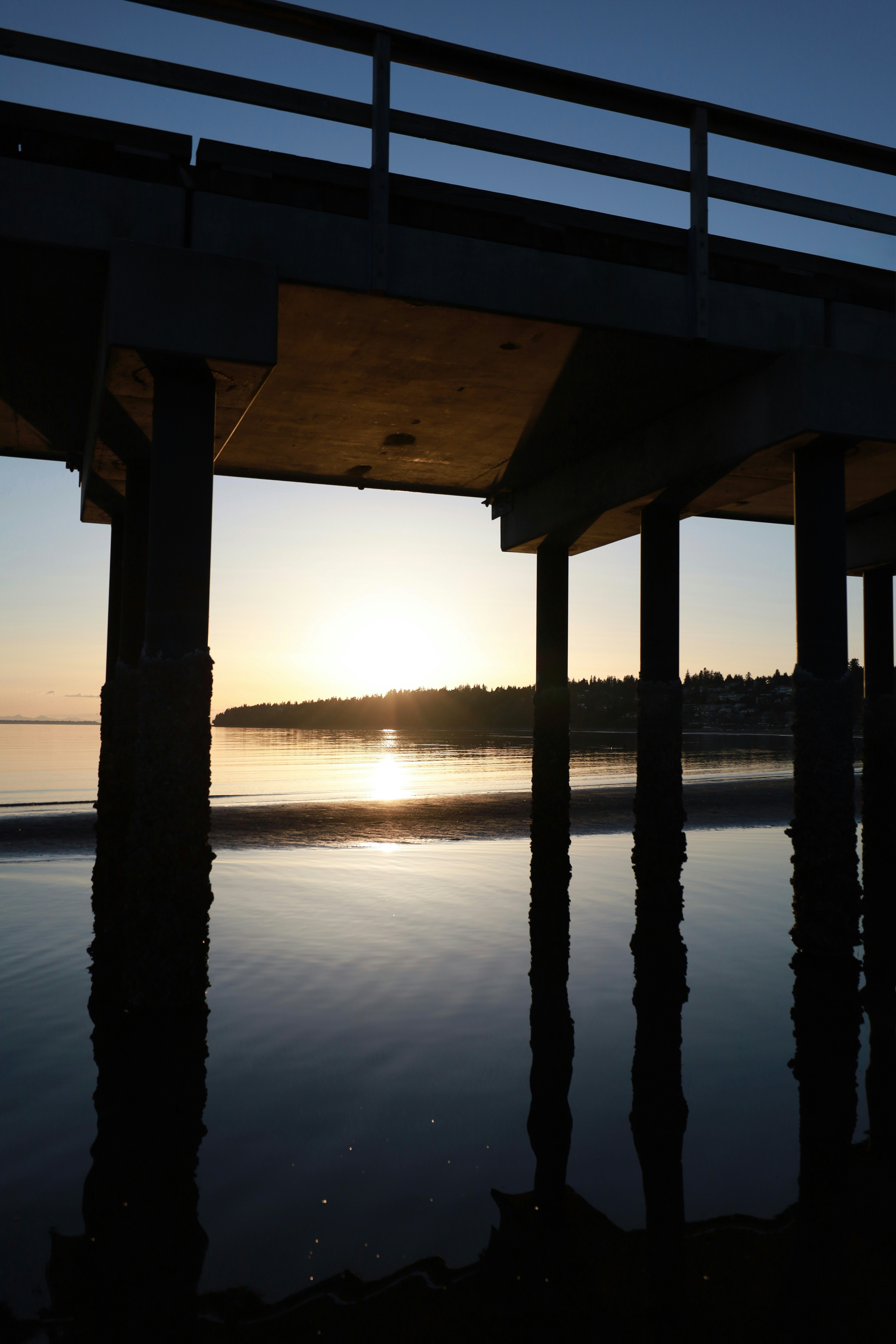 Sunlit Pier Silhouettes: A Quiet Evening on the Water