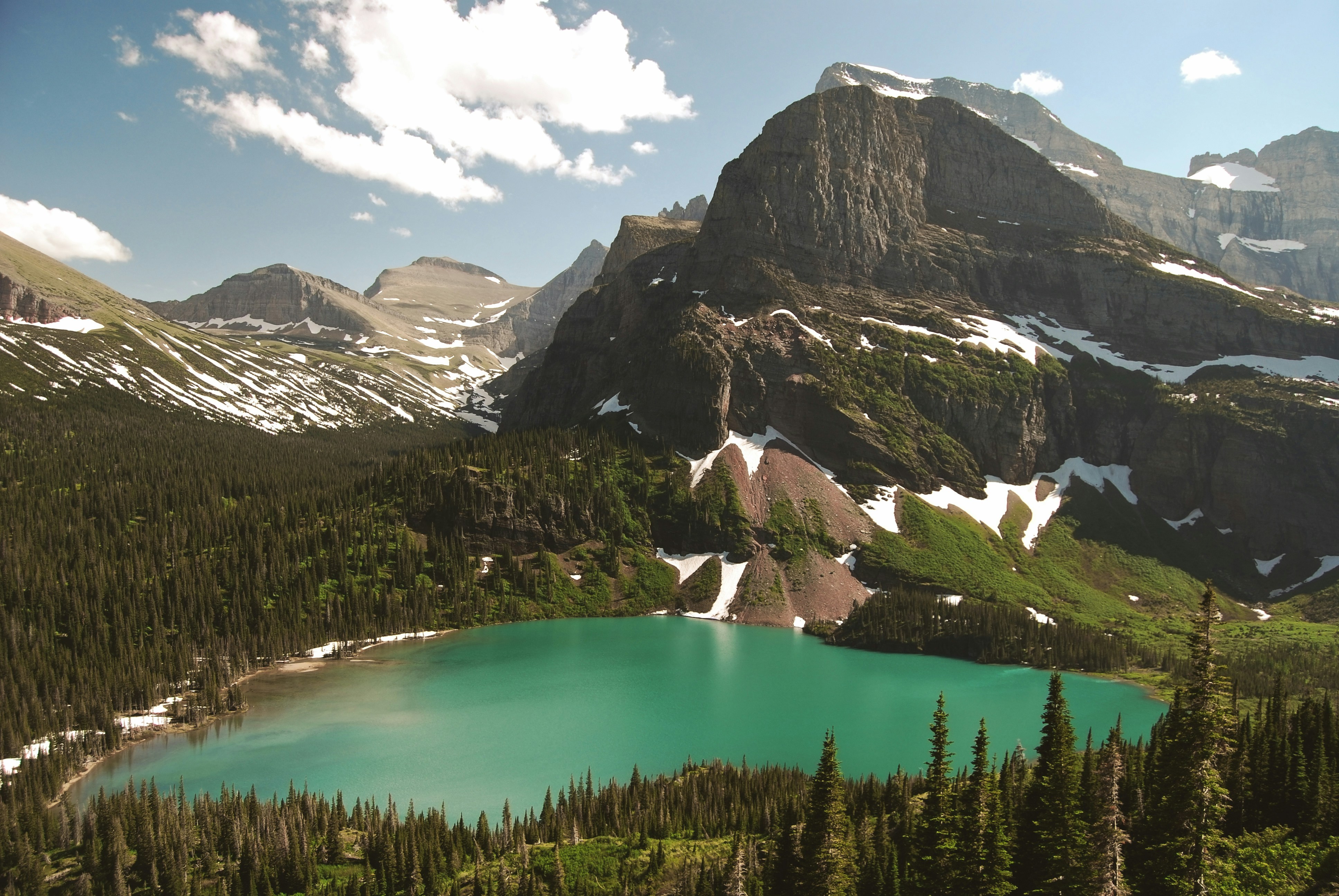 Emerald Crater: A Glacier-fed Lake and Alpine Peaks