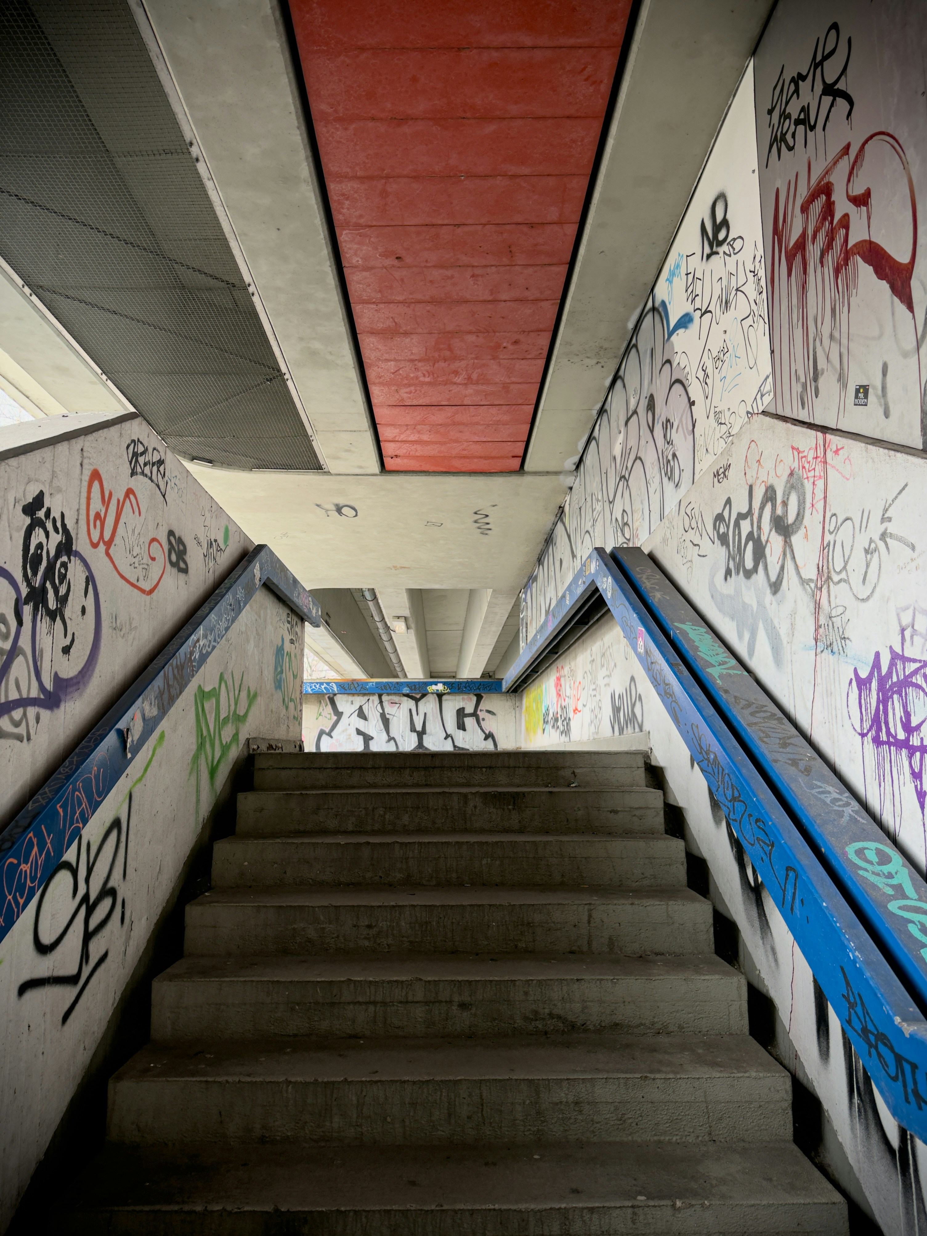 Graffiti Staircase into Light: Urban Underpass