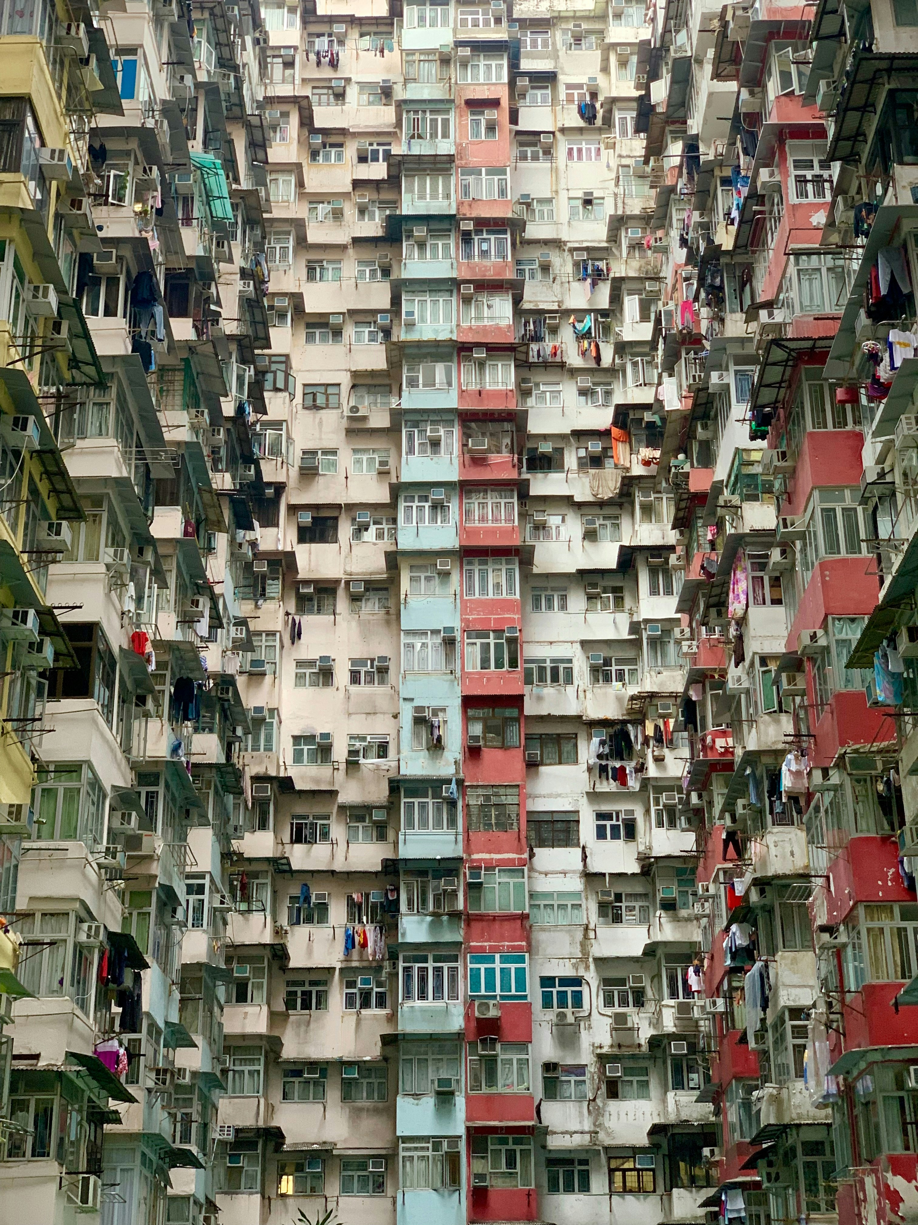 Vertical Cityscape: A Tangle of Balconies and Colors