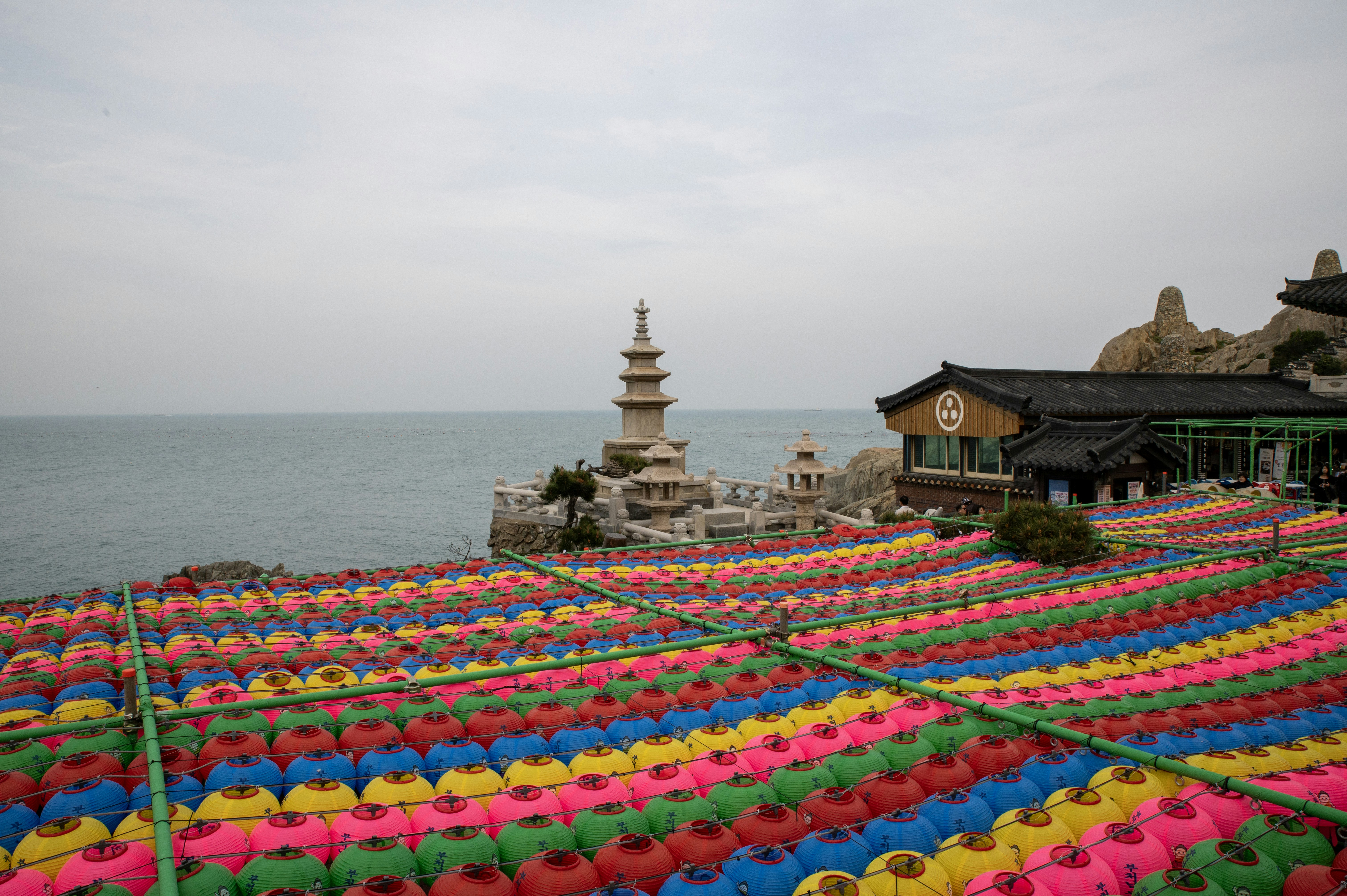 Colorful Sea Terrace: A Temple Complex Overlooking the Horizon