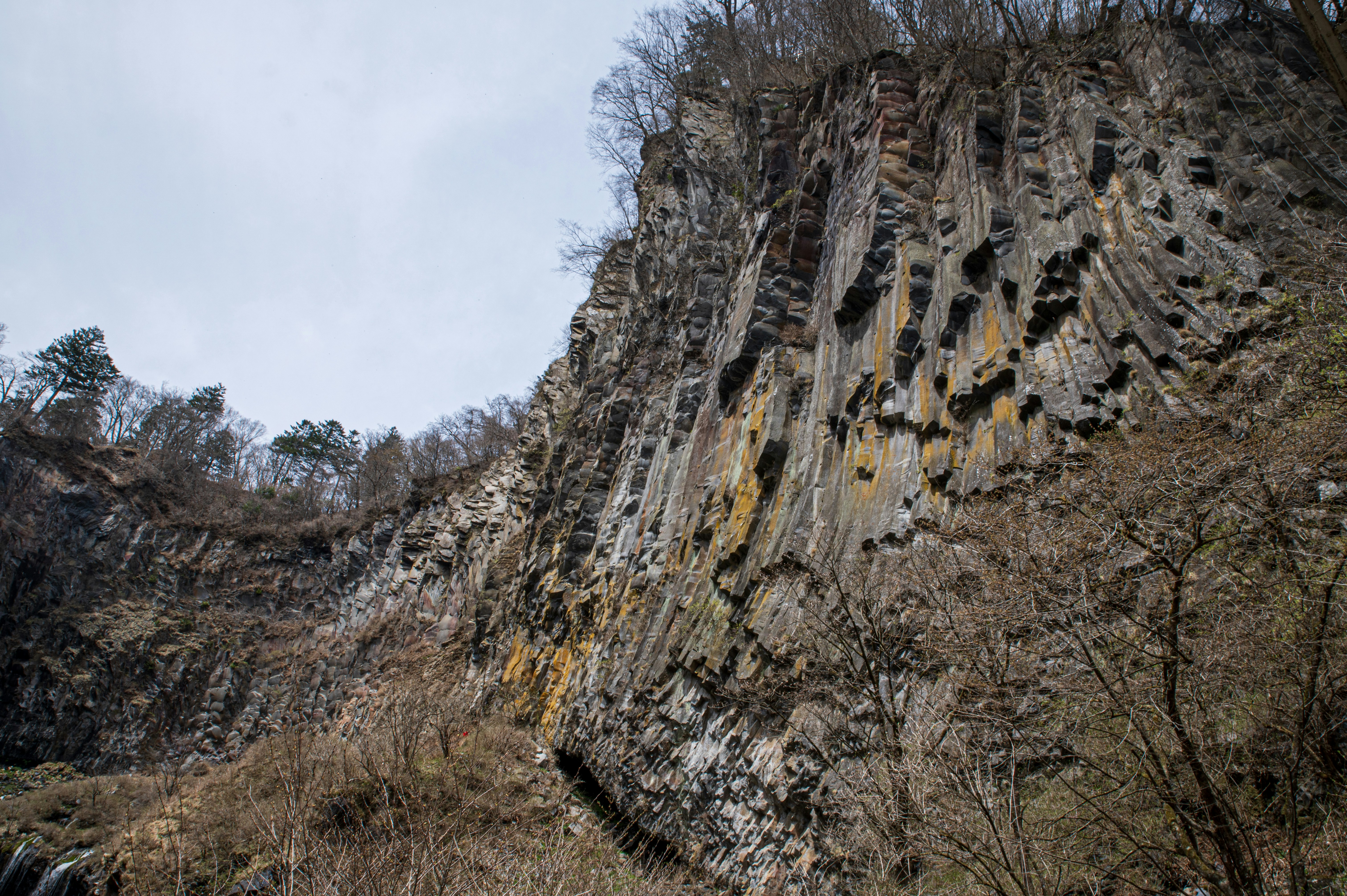 Geologic Staircase: Columnar Basalt Steps Climbing a Cliff