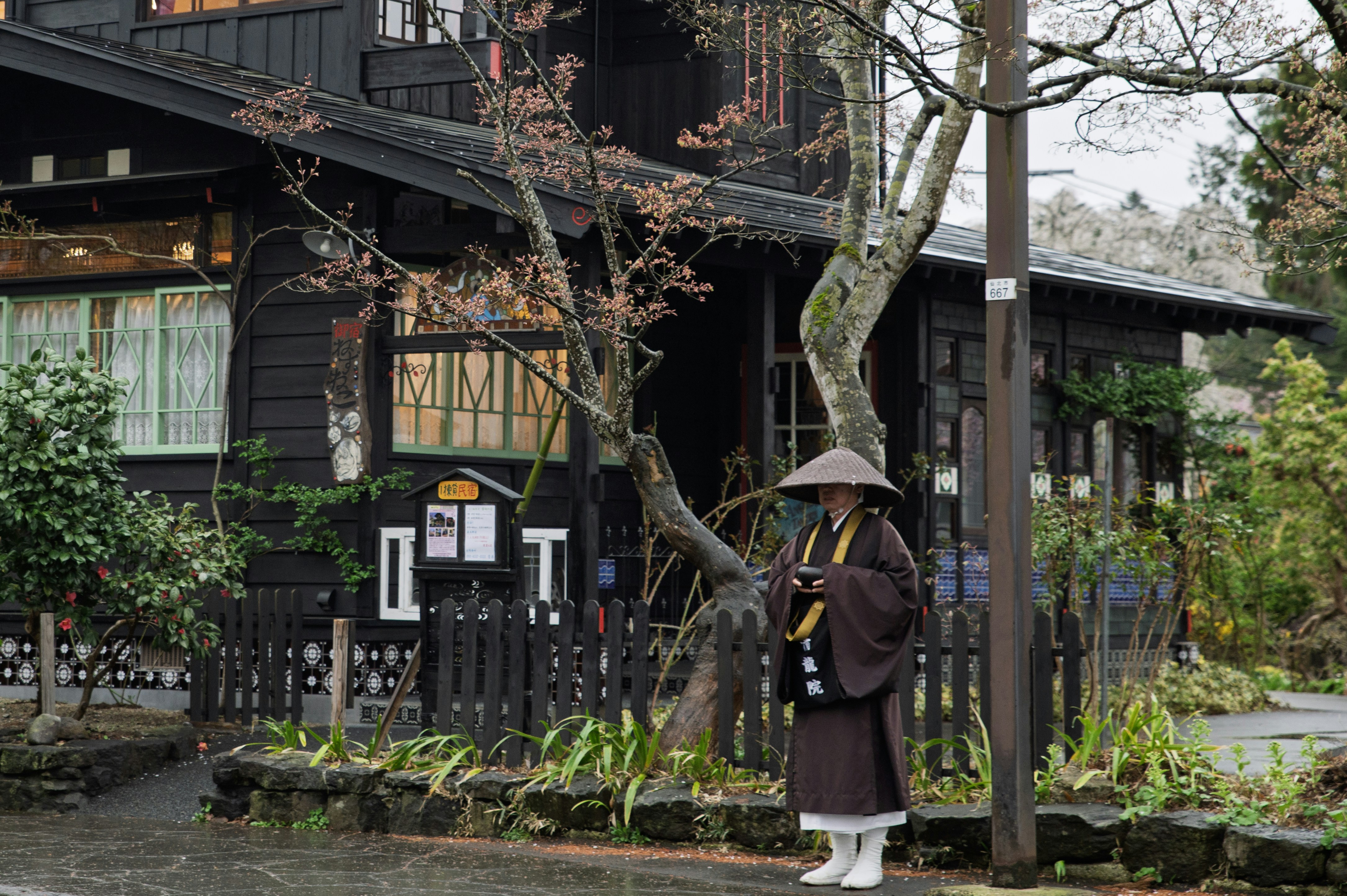 Portrait of a Monk at a Quiet Japanese-Style Street