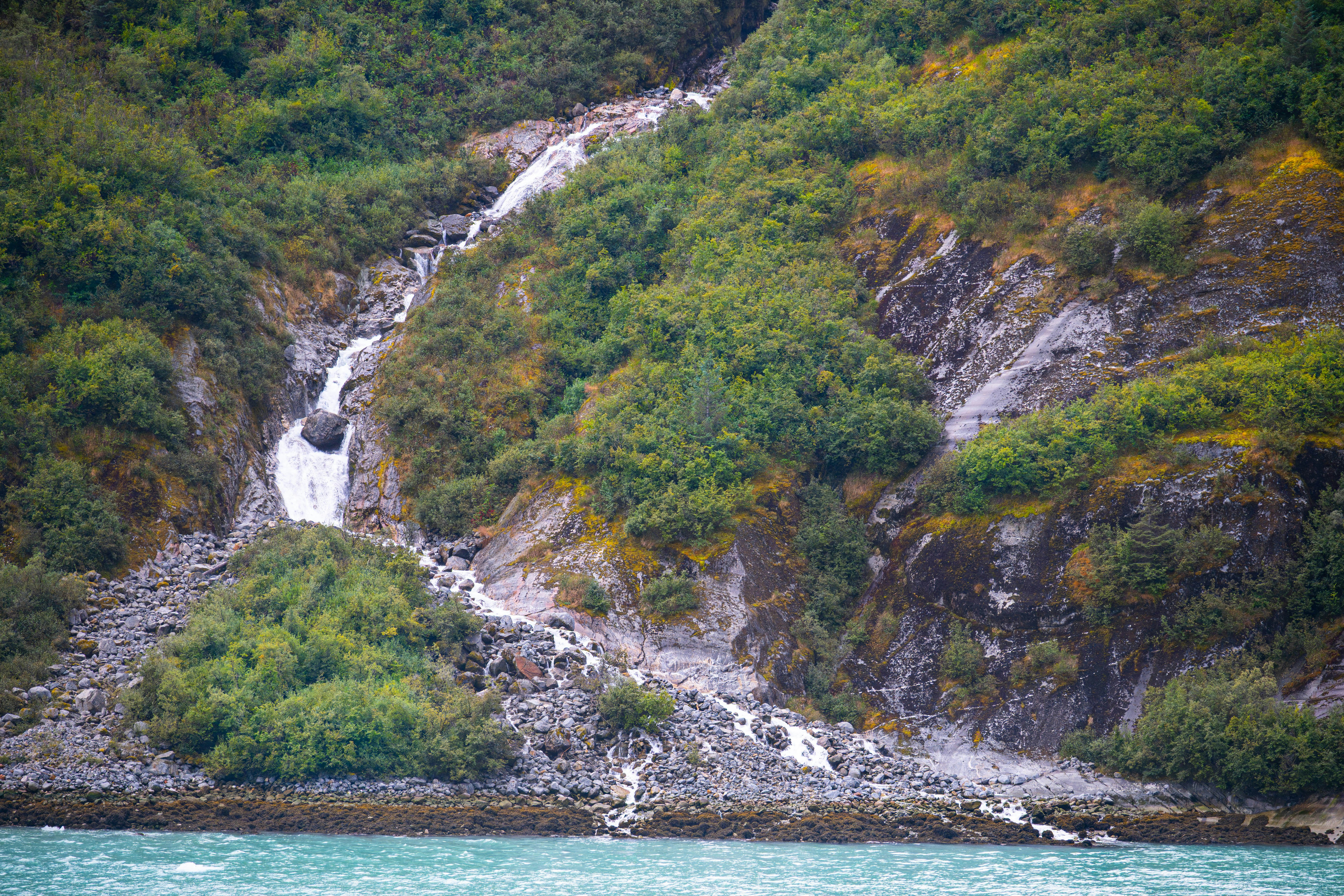 Turbulent Cascades along a Mossy Cliffside Overlook