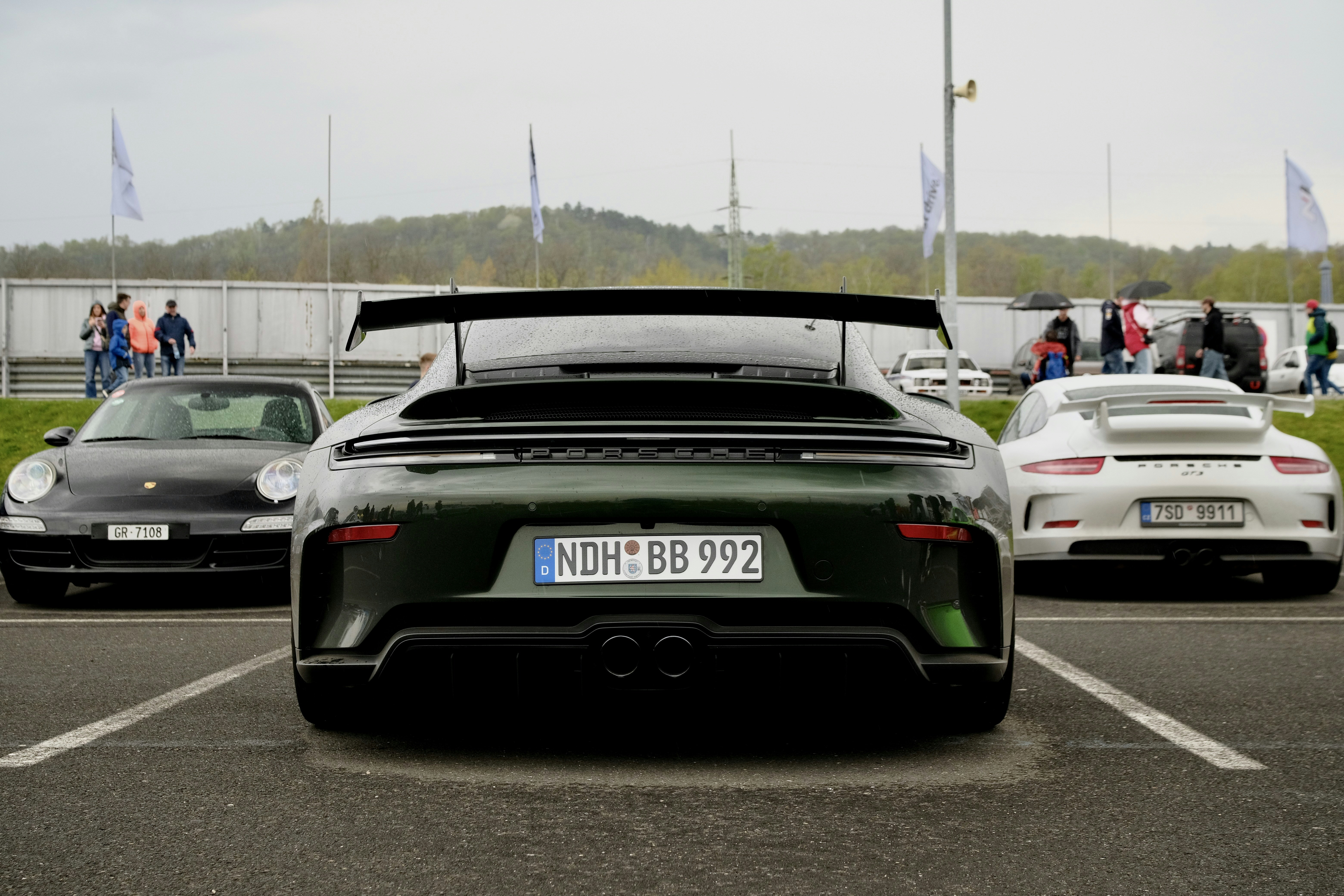 RearView Genesis: A Green Ferrari at the Startline