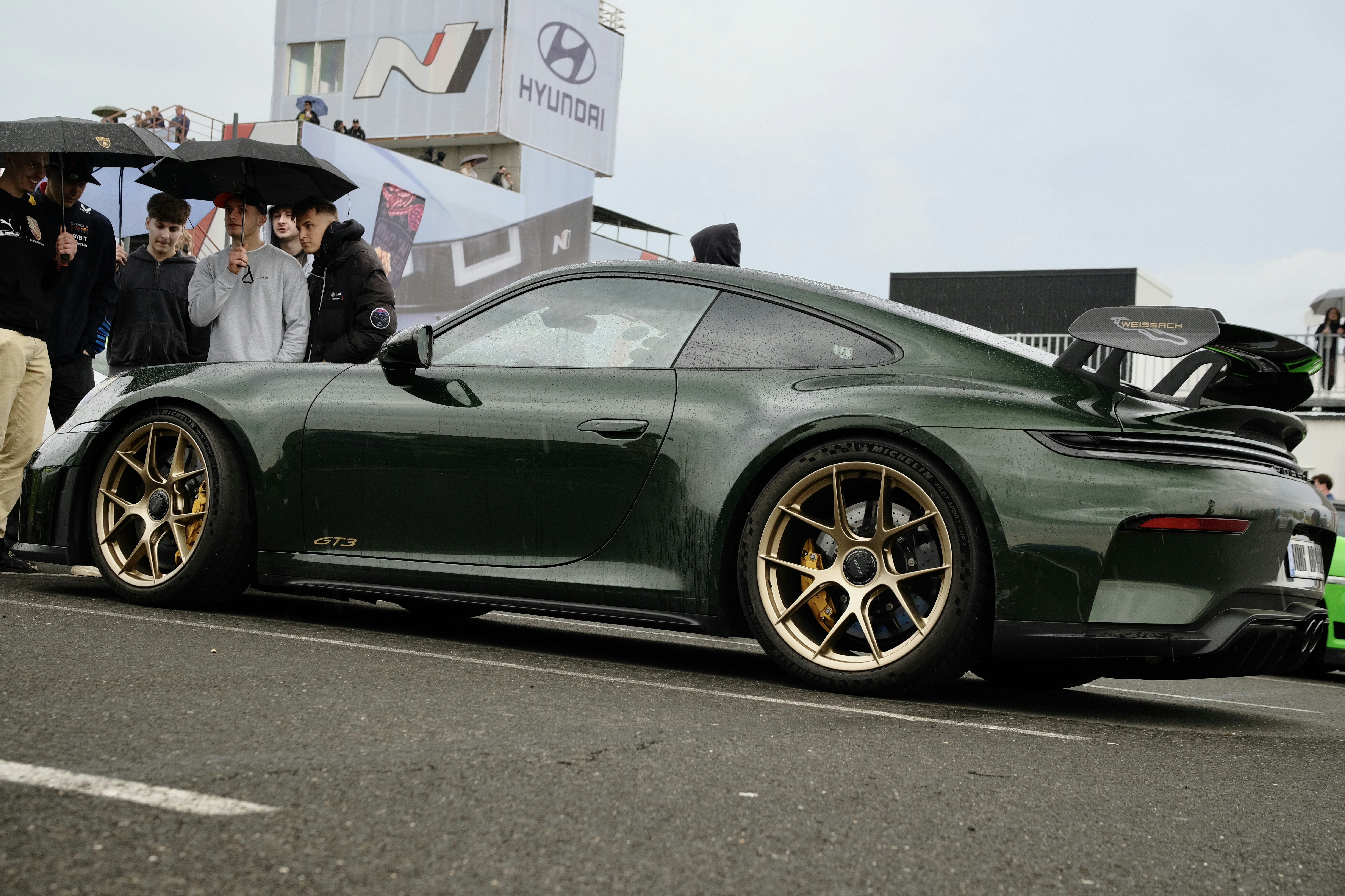 Green Porsche at the Pace Car Parade