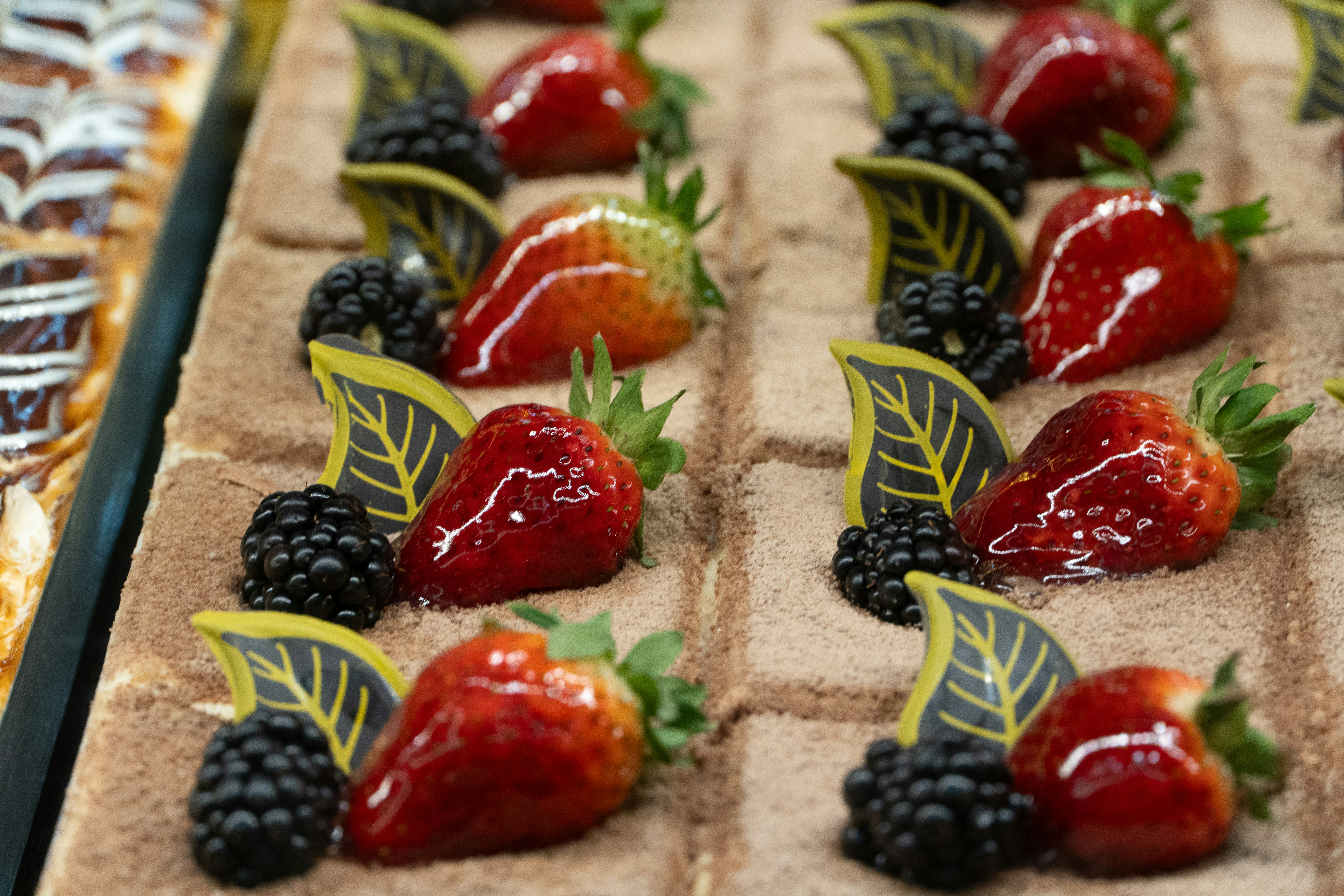 Rows of Strawberry-Topped Tantalizing Waffle Squares