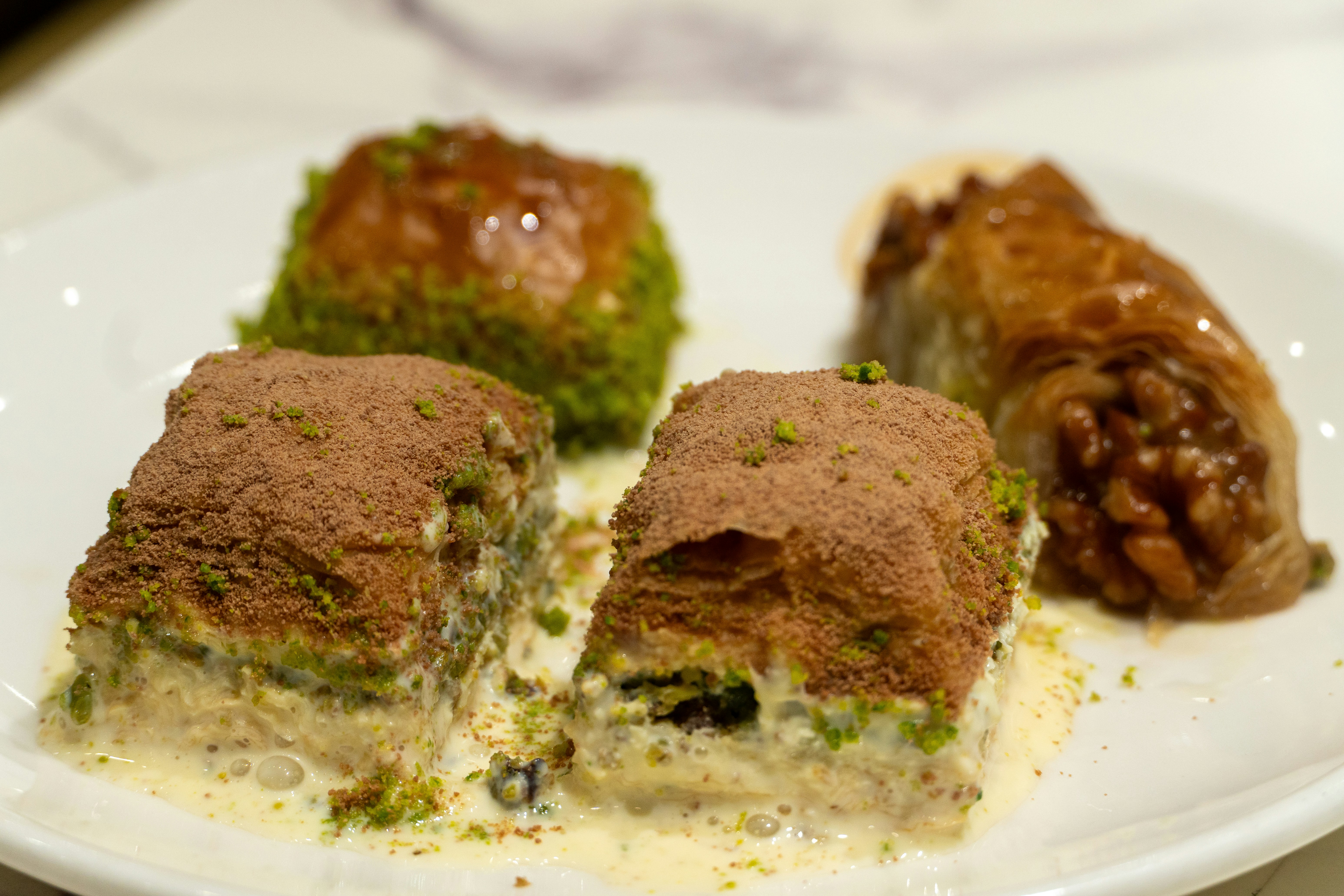 Sweet Shooters of Pistachio and Almond: A Plate of Middle Eastern Desserts