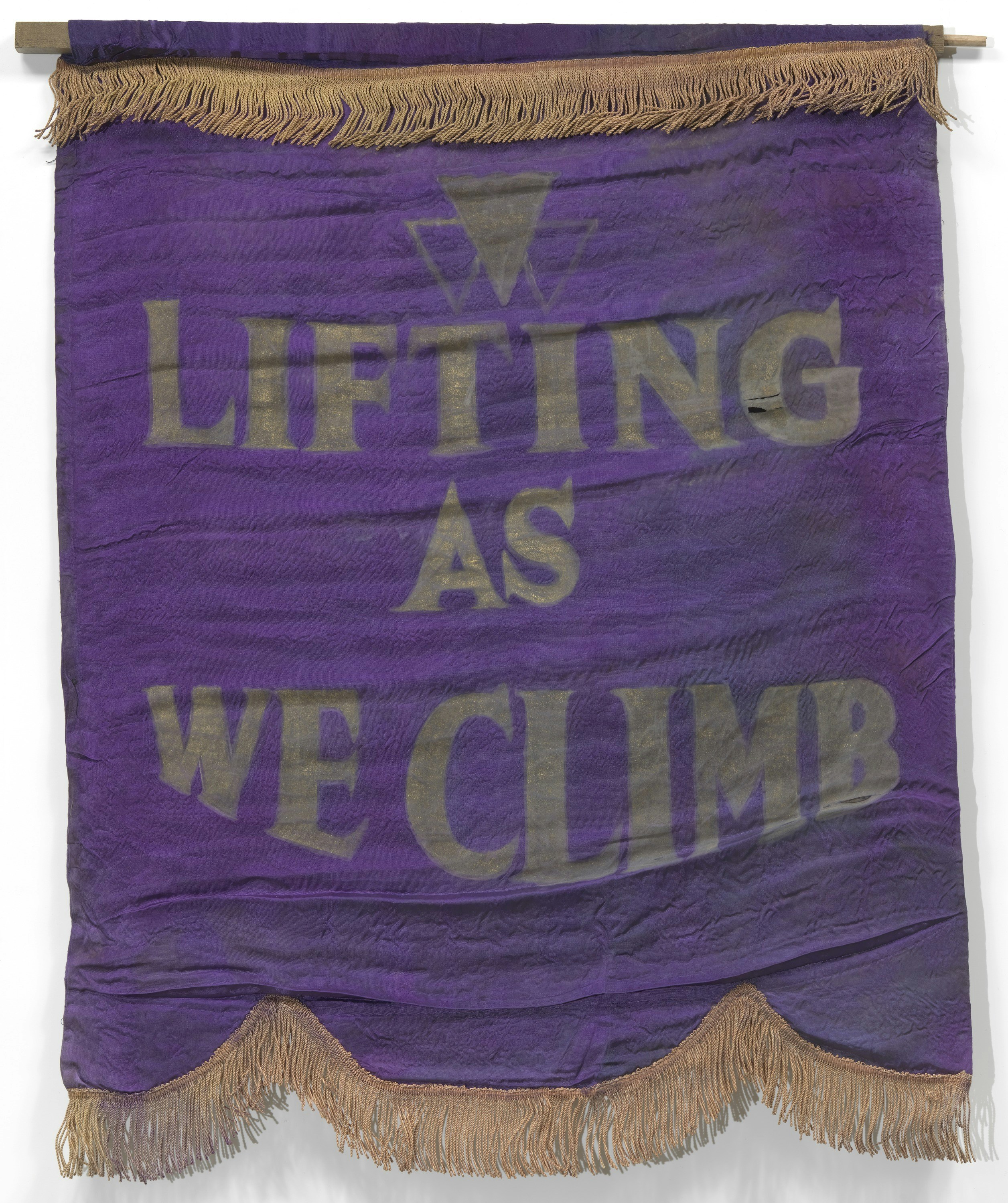 Purple Woven Banner with Lifting As We Climb Motto