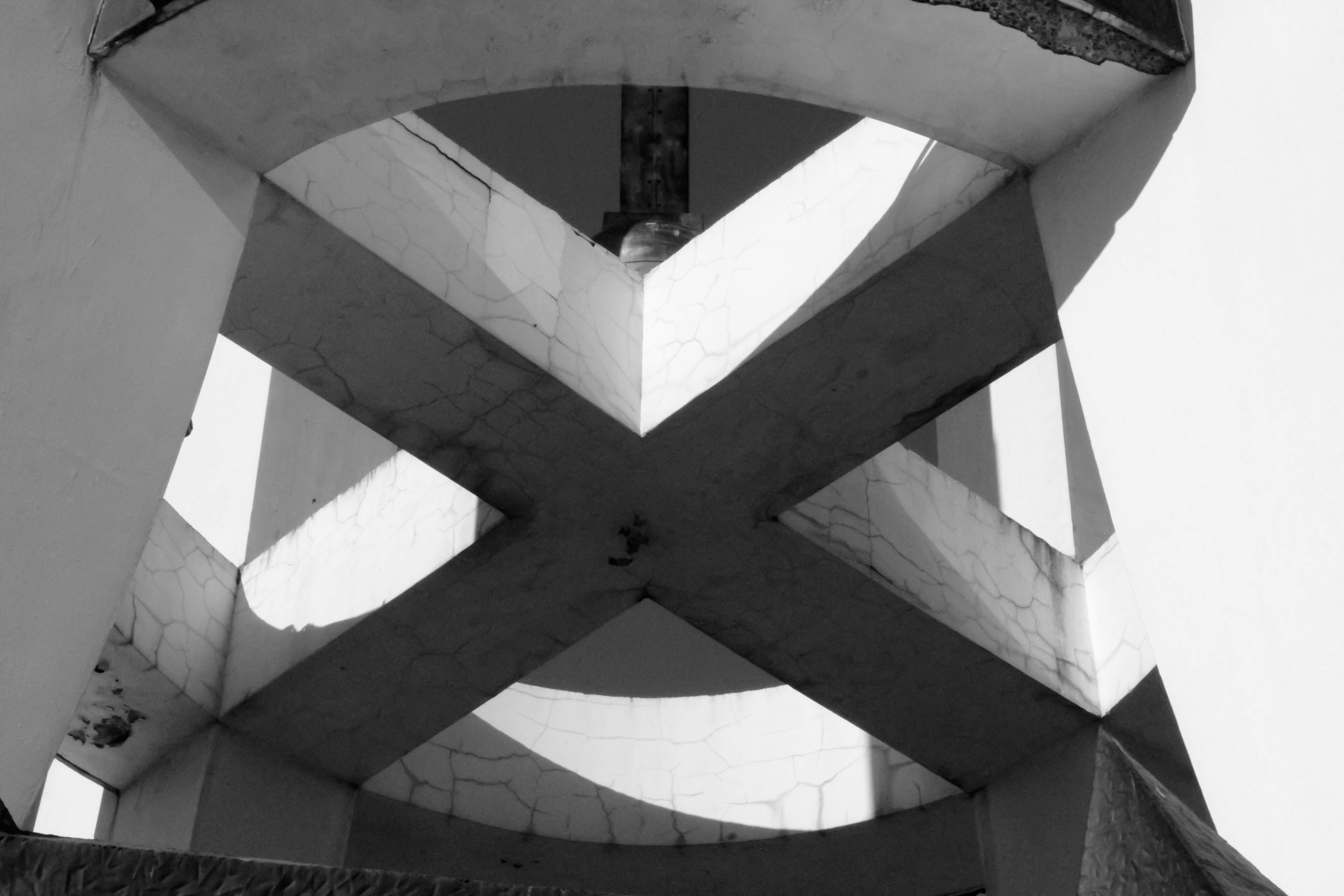 Concrete X: Intersecting Arches in High-Contrast Monochrome
