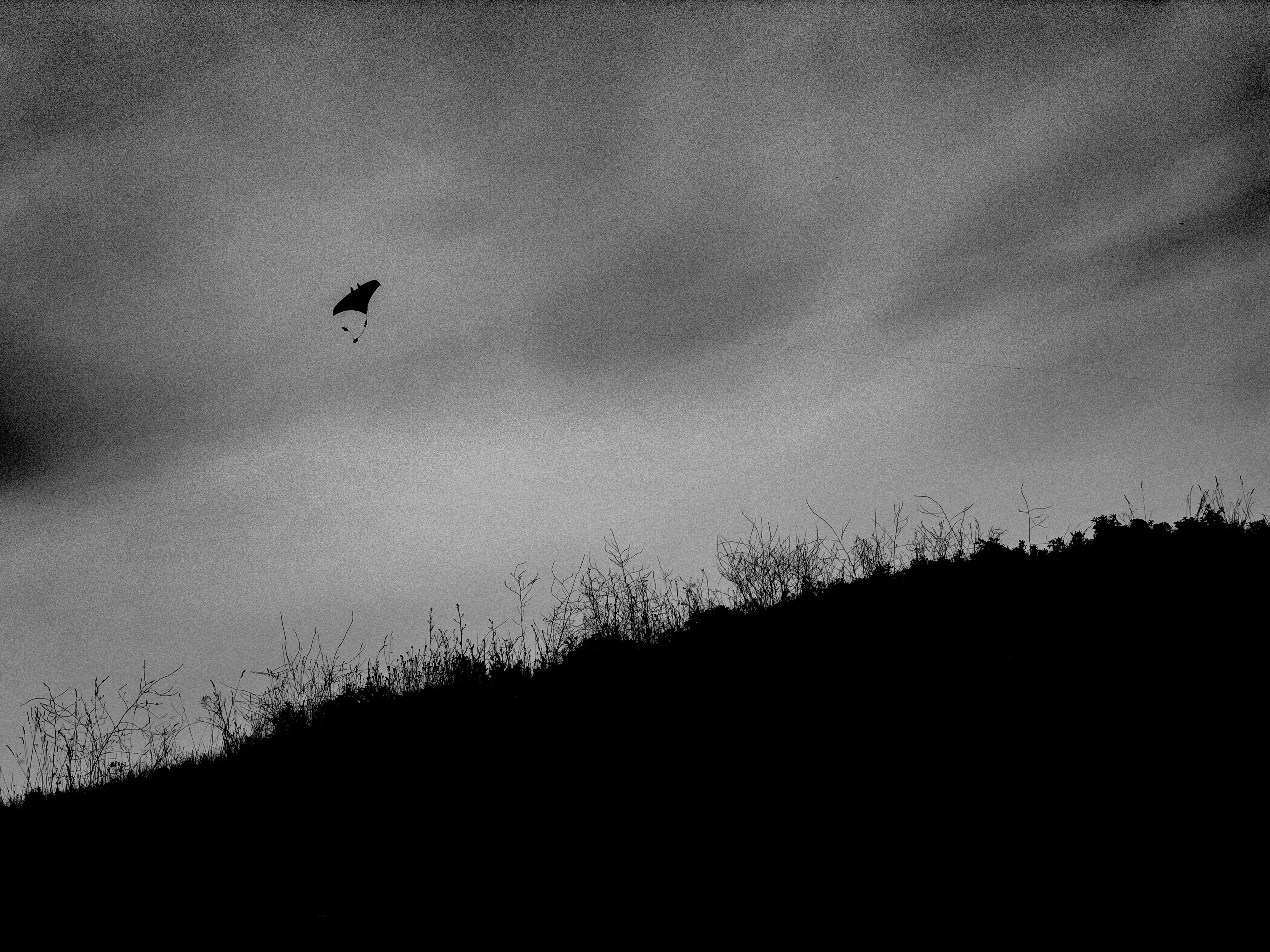 Dark Kite Over a Silhouetted Hill