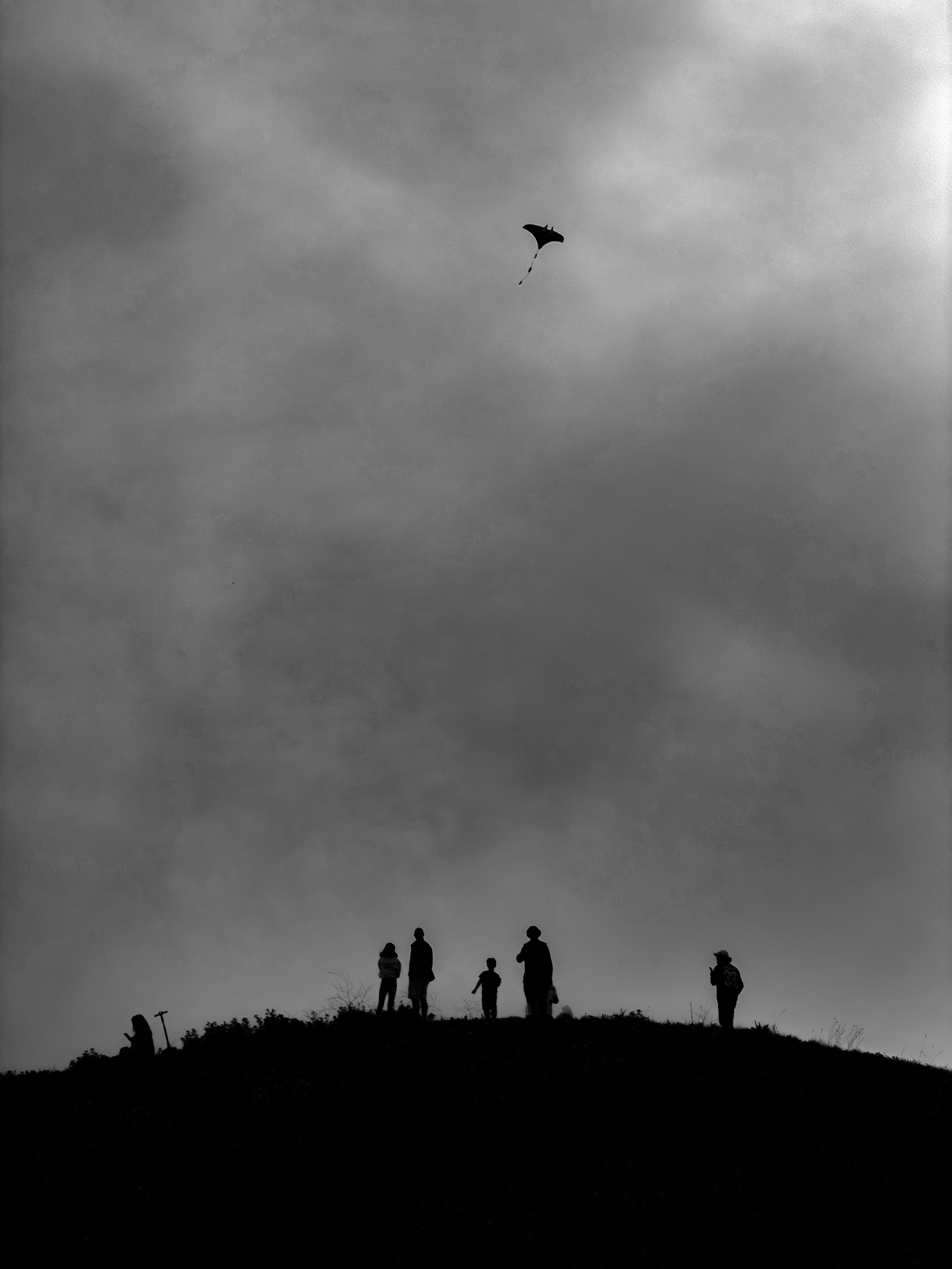 Silhouette at Dusk: A Small Parade on the Hill