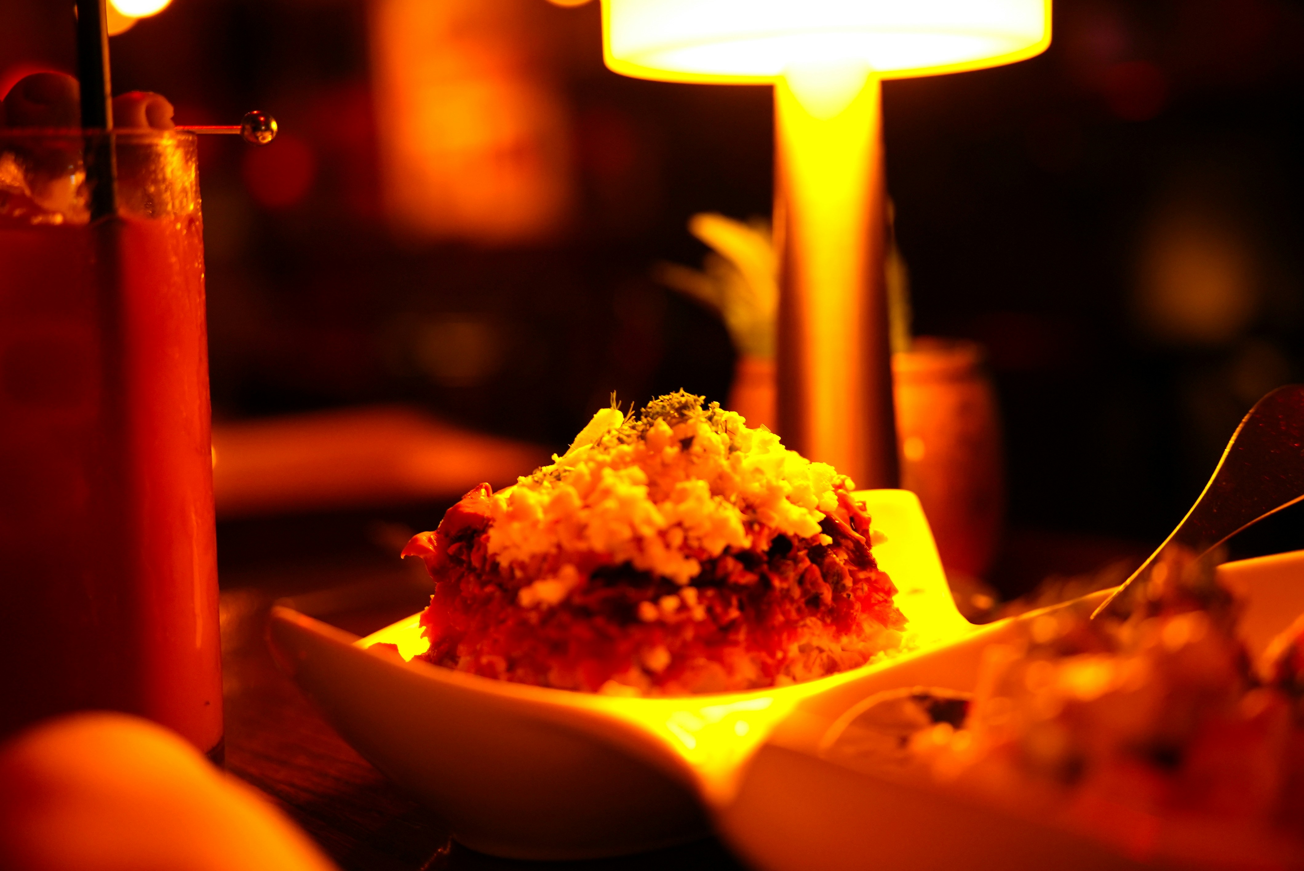 Golden Night Bite: A Plate of Crunch Under Ambient Glow
