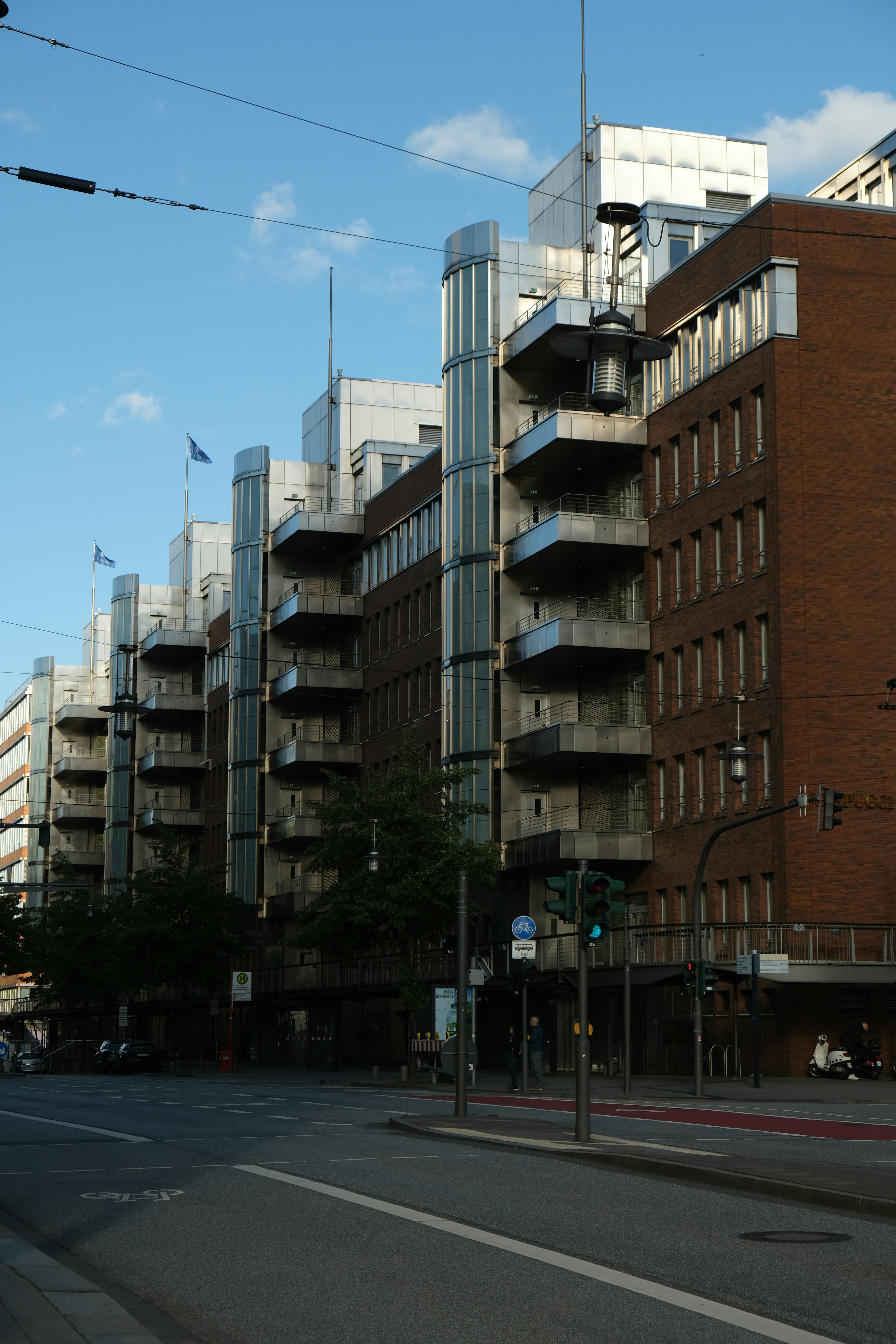 Urban Cascade: Modern Balcony Facades Against a Clear Sky