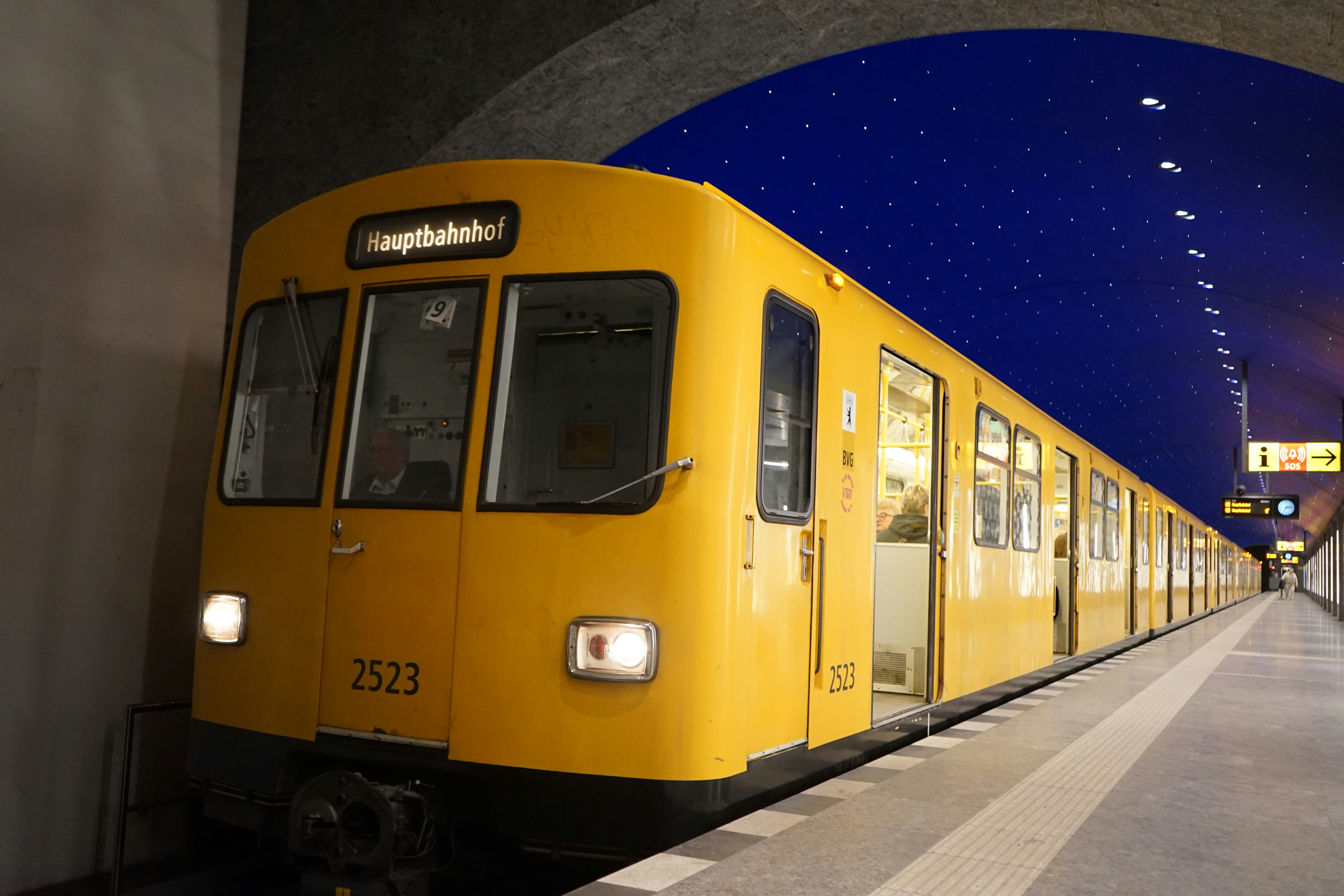 Yellow Intercity in Midnight Tunnels