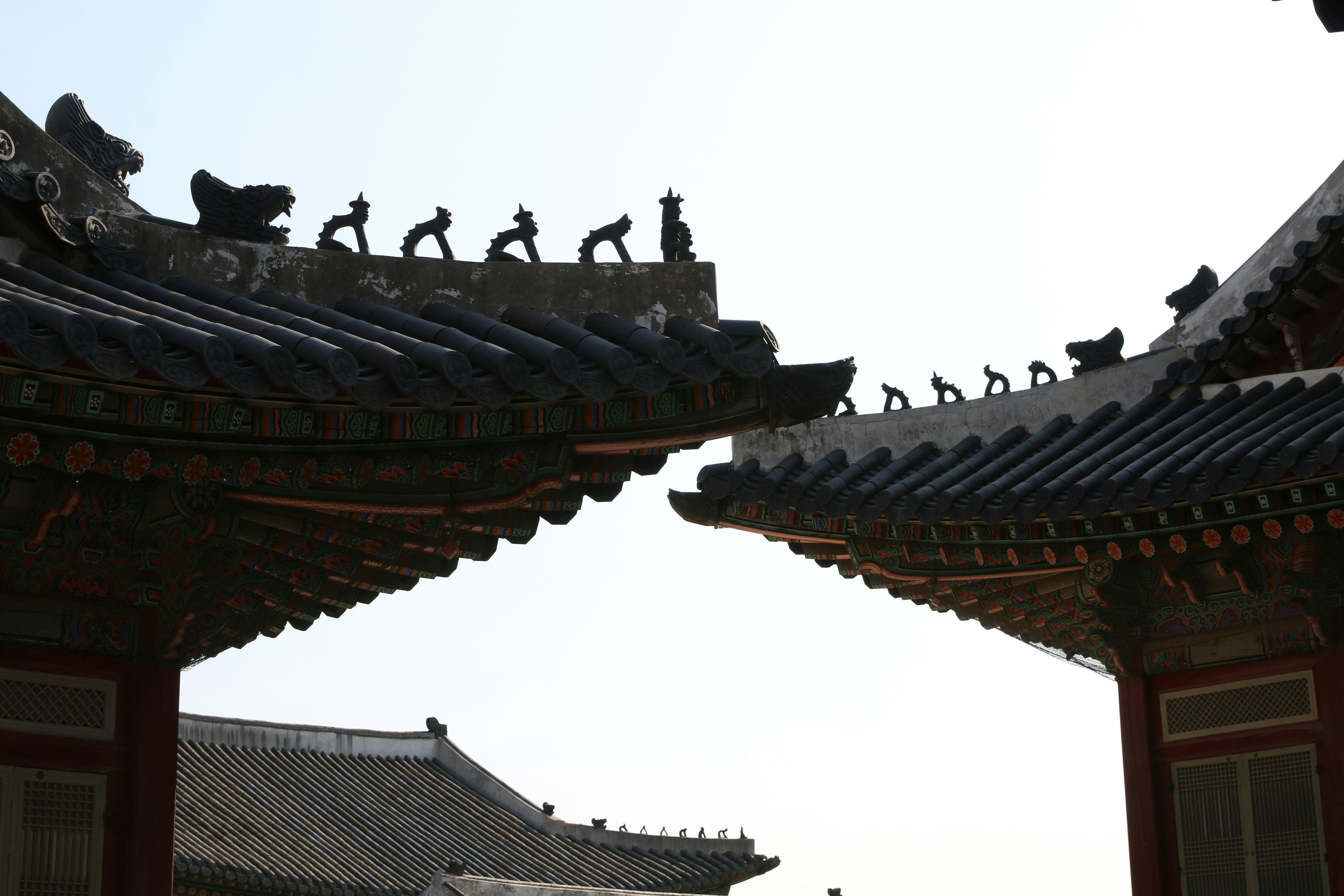 Temple Rooflines Converge: Guardians of Stone and Sky