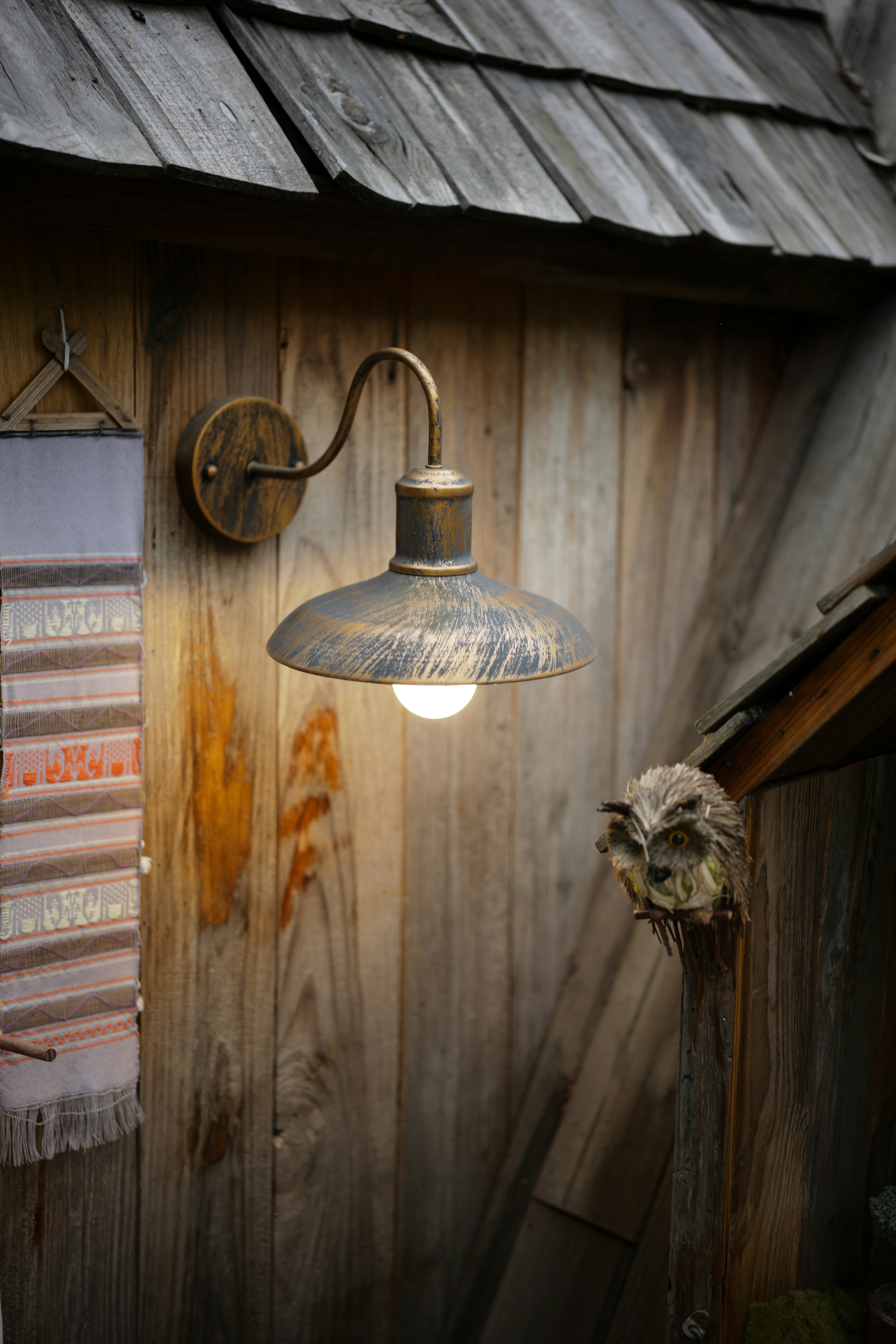 Rustic Lantern Glow on Weathered Wood
