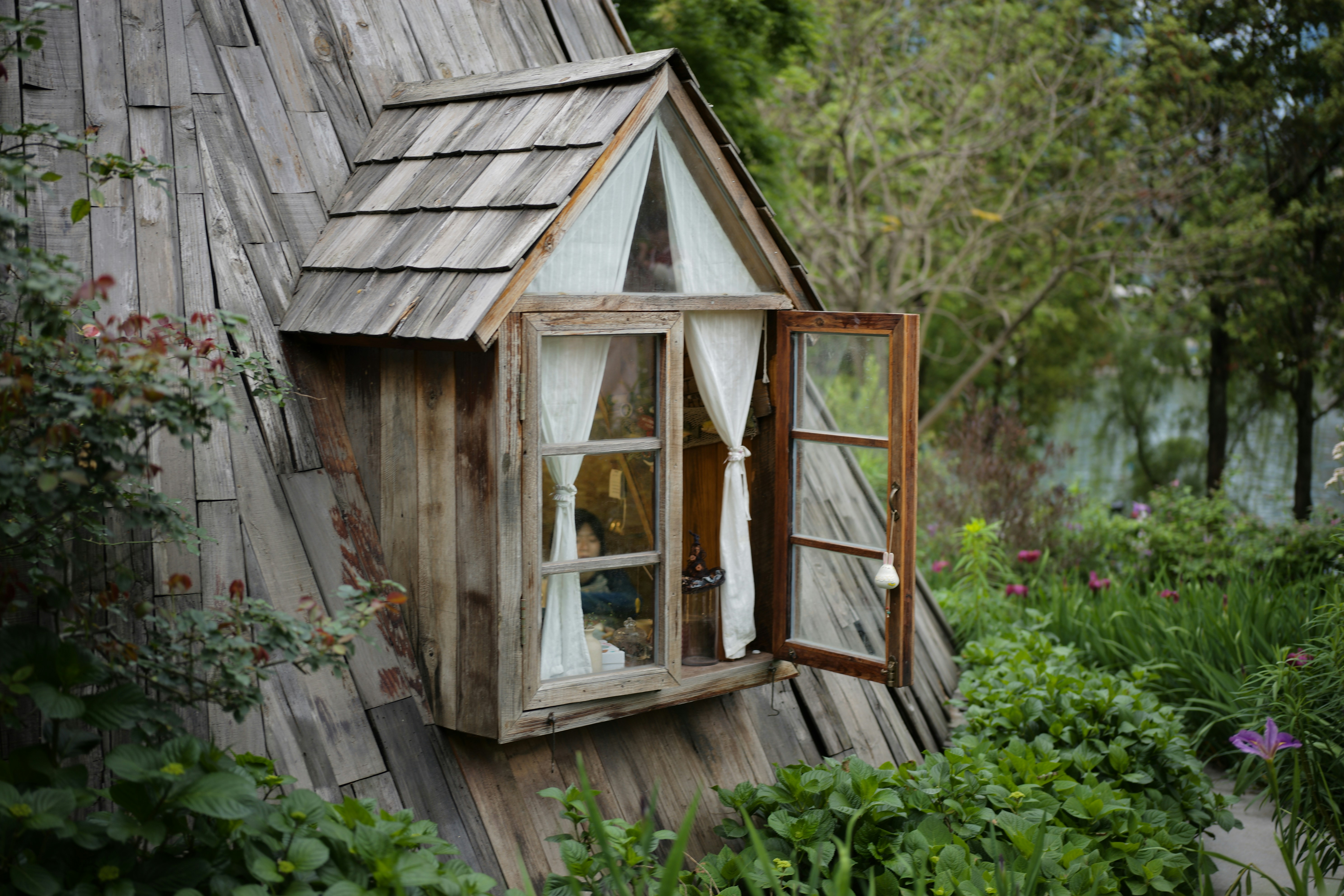A Tiny Cottage Window Opens to a Lush Garden