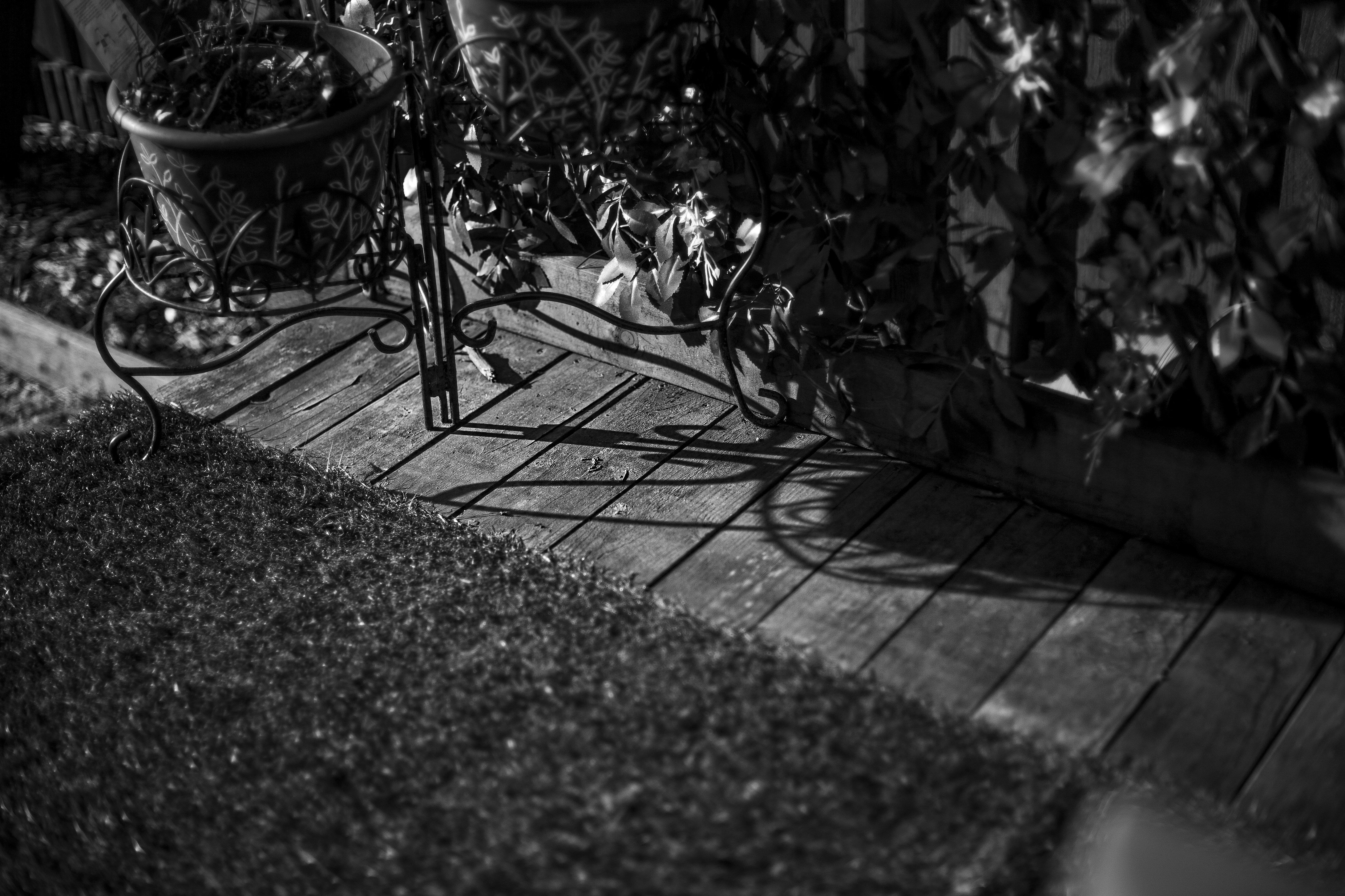 Shadowed Terrace: A Quiet Corner of Sunlit Ironwork